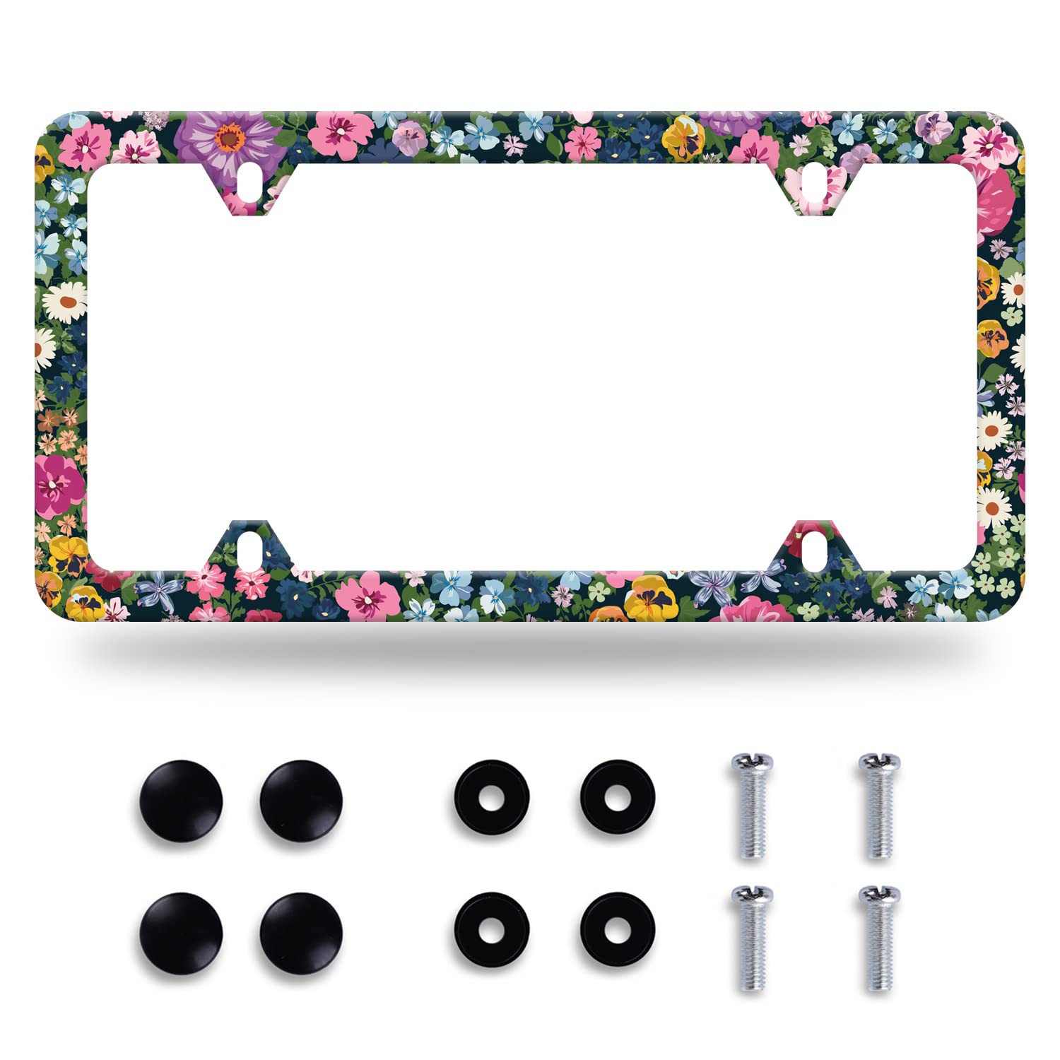 Amazon.com: Watercolor Flowers Floral License Plate Frame Cute Daisy ...
