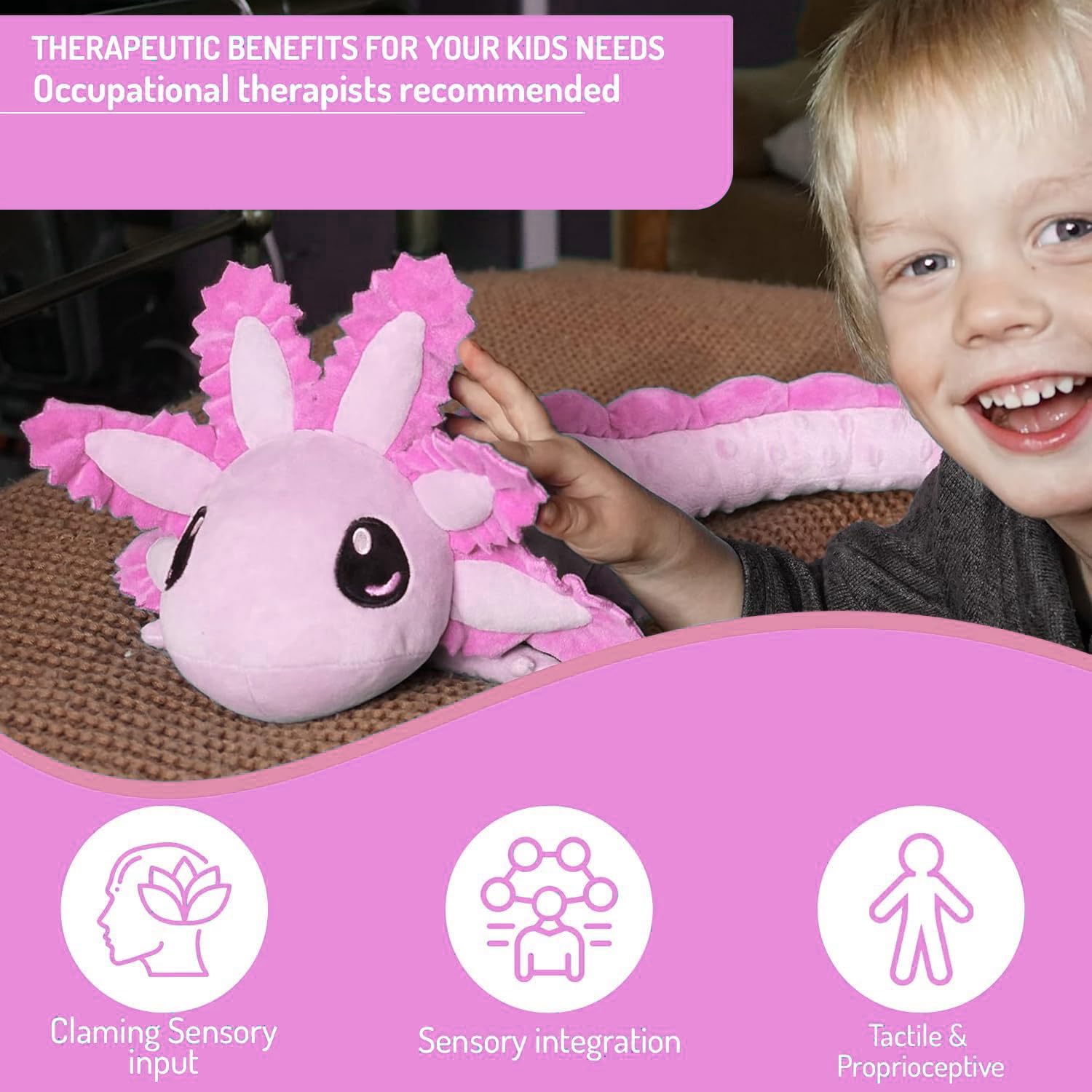 Snapklik.com : SENSORY4U Weighted Axolotl Plush - 22" Long