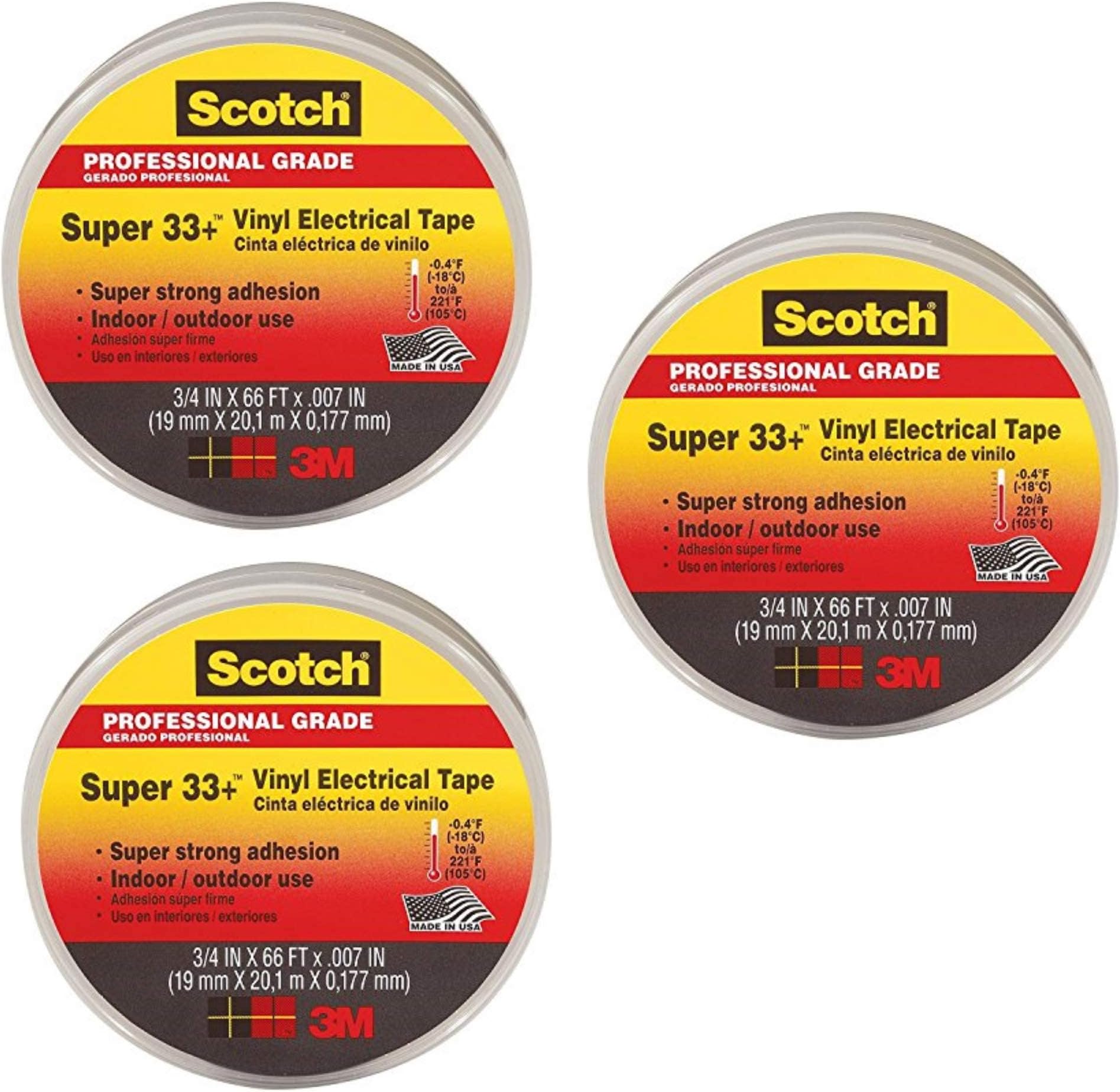 Amazon.com: 3M 06132 Scotch 33+ Super Vinyl Electrical Tape, 3/4-Inch x ...