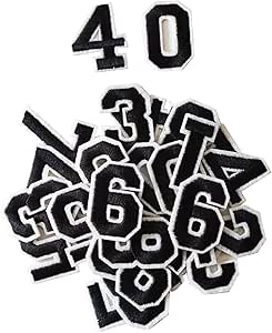 Harsgs 40PCS Iron on Numbers Patches, Embroidered Patches Numbers 0-9 ...