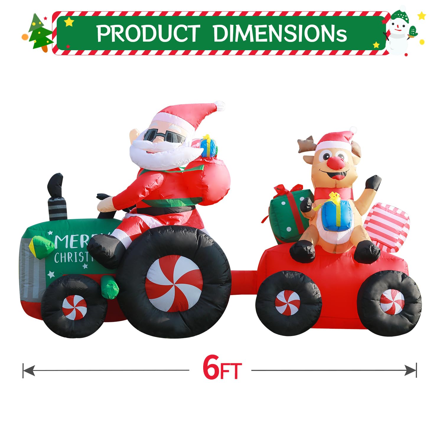Santa Tractor Inflatable S 6ft Animated Christmas Inflatable Santa