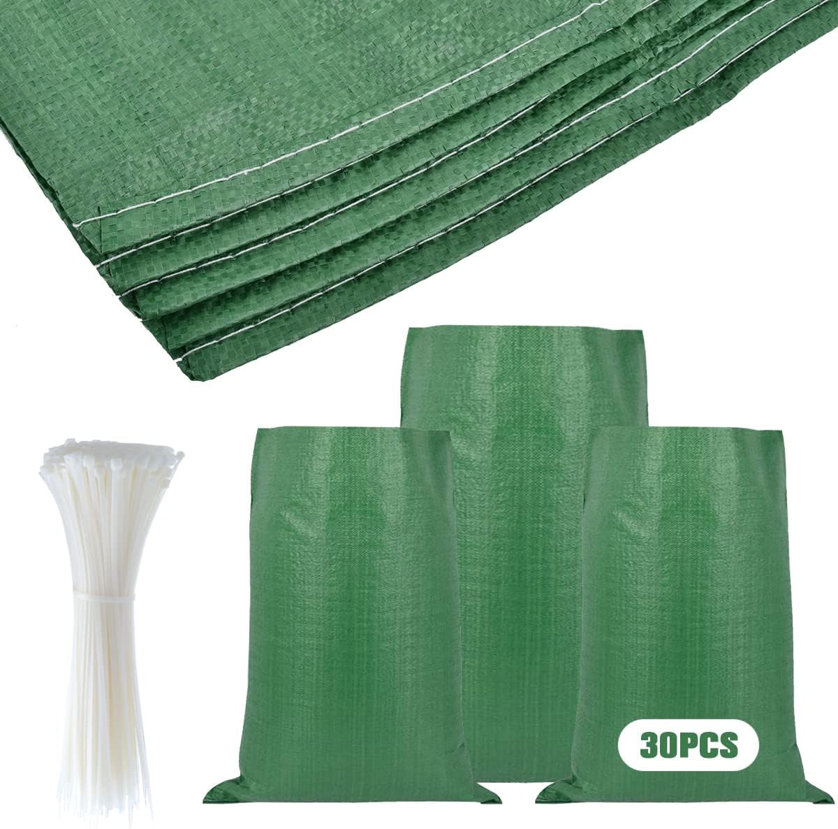 30 Pcs Sand Bags, Reusable Garden Waste Bags Heavy Duty Woven Gravel ...