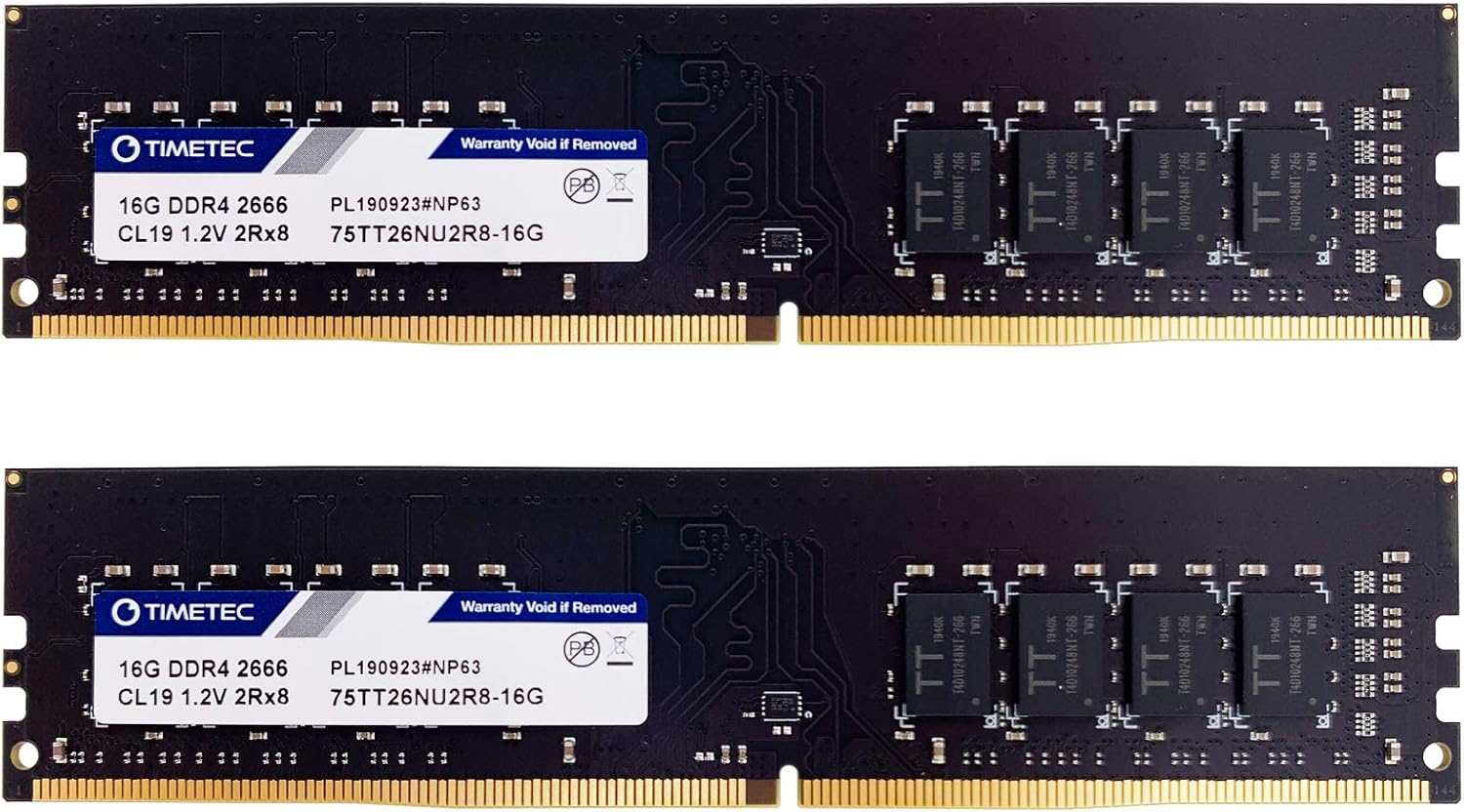 Timetec 32GB KIT(2x16GB) DDR4 2666MHz PC4-21300 Non-ECC Unbuffered 1.2V ...