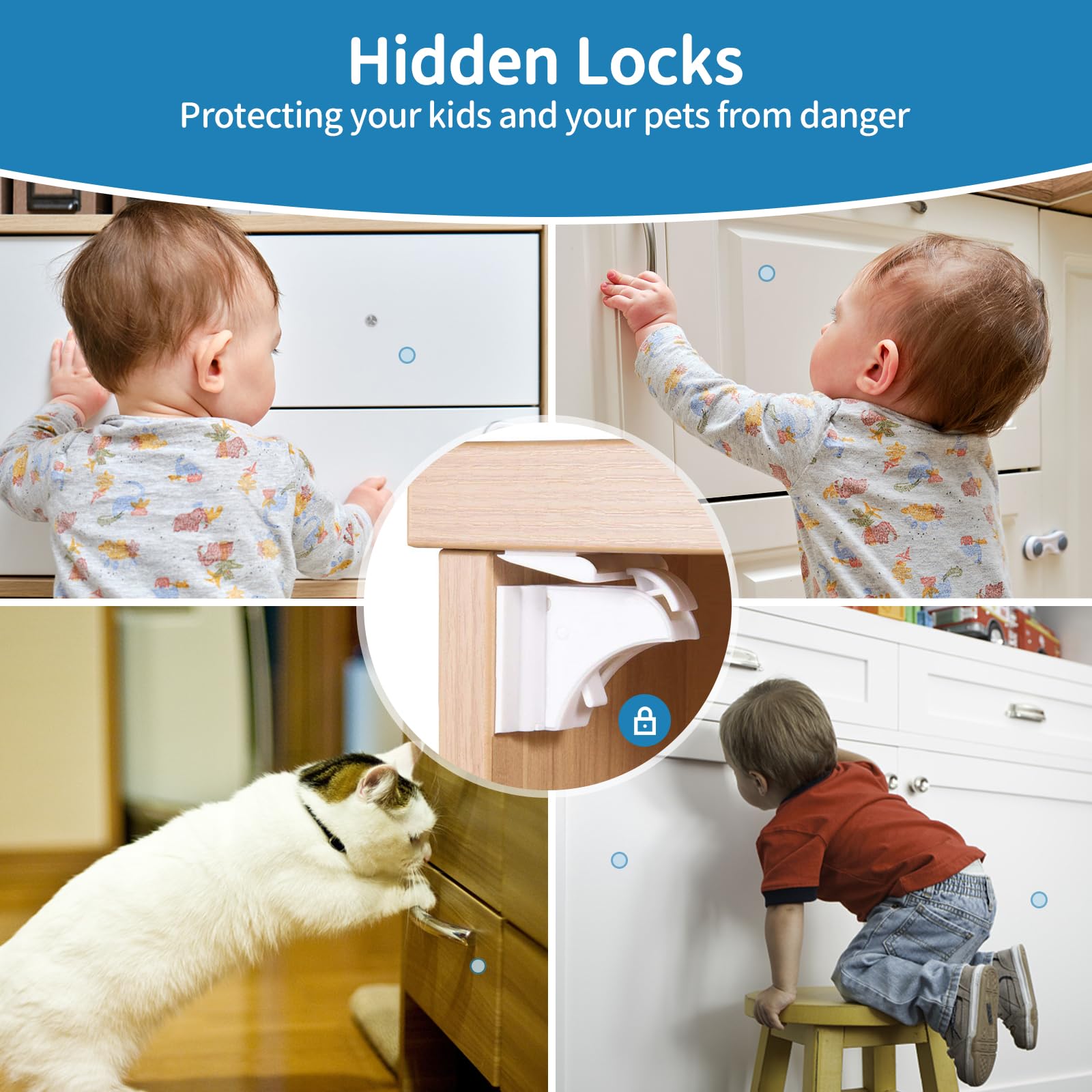 Snapklik.com : Magnetic Cabinet Locks Baby Proofing 16 Locks And 2 Keys ...