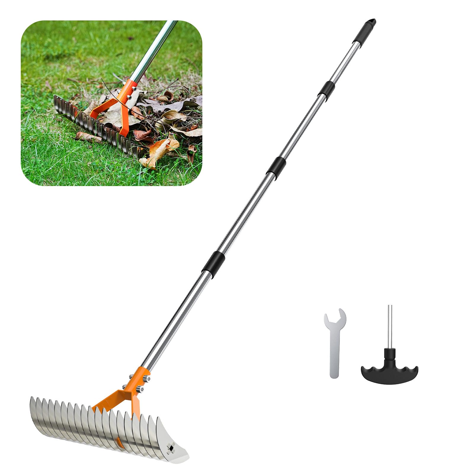 Amazon.com : MILLIONHOME Rake for Leaves, 15Inch Leaf Rakes with Double ...