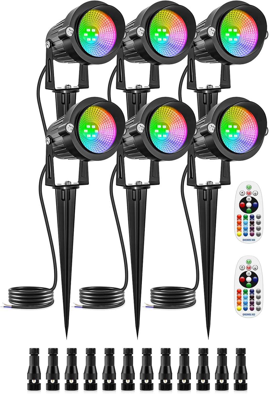 DOREIO 10W Low Voltage Landscape Lights RGB Color Changing LED ...