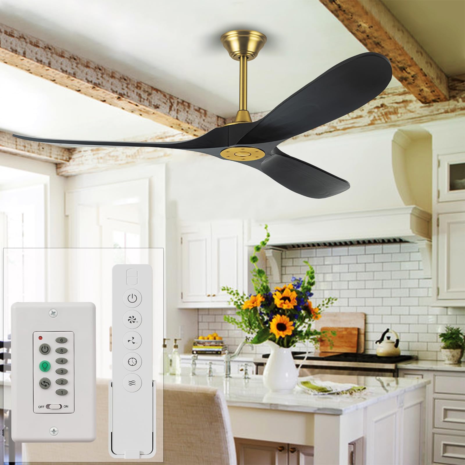 Amazon.com: 52” Ceiling Fans with Lights and Remote Control, Wood ...