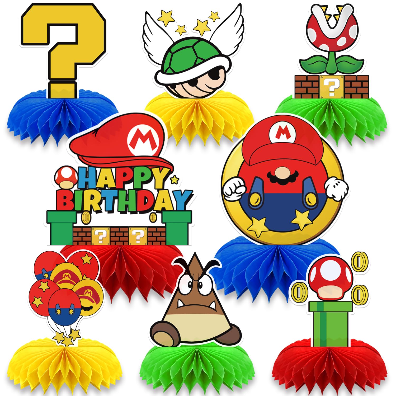 Amazon.com: 8Pcs Birthday Party Supplies for Mario,Super Brother ...