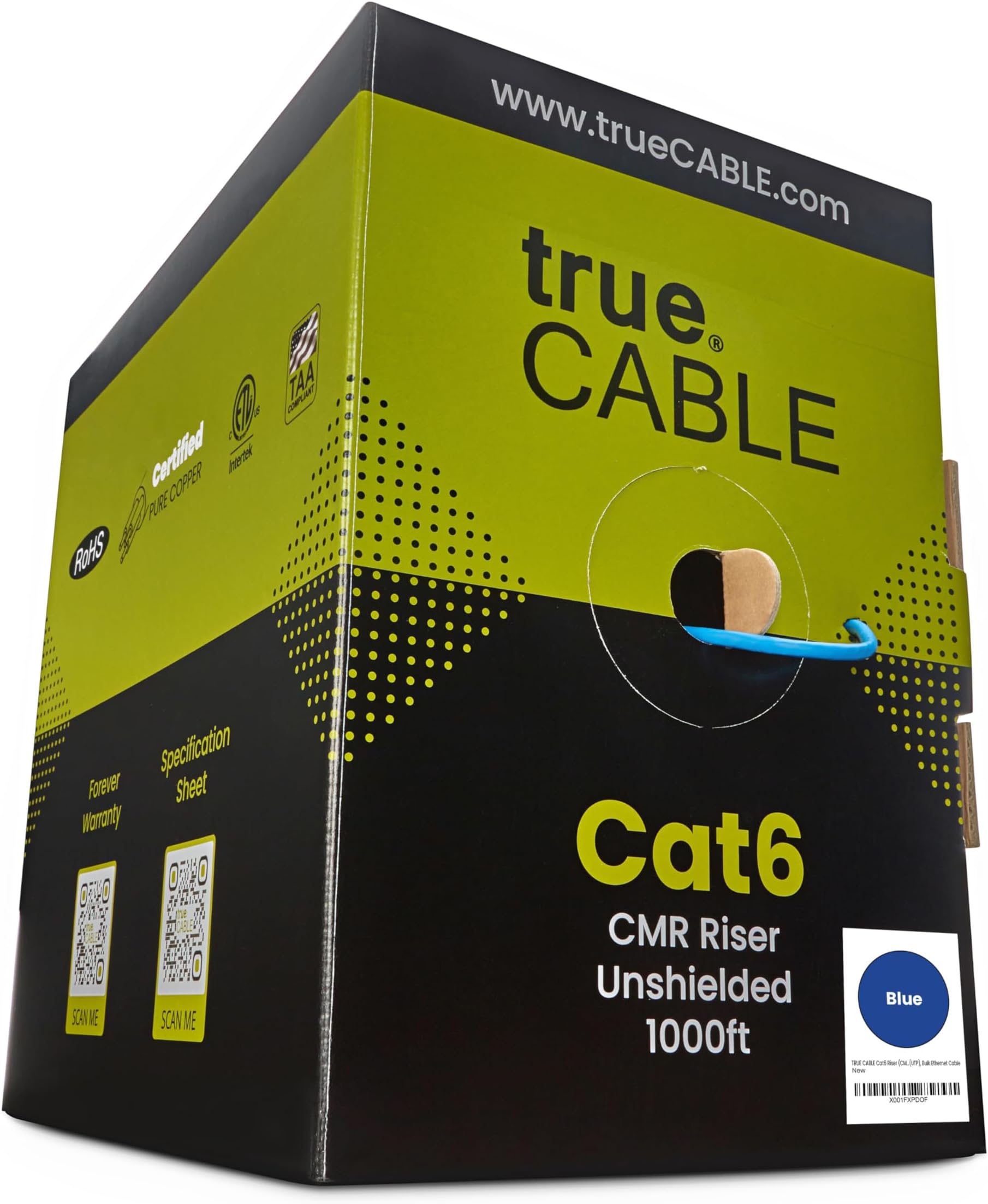 Amazon.com: Elite Cat6A Shielded Riser (CMR), 1000ft, FTP 23AWG, Solid ...