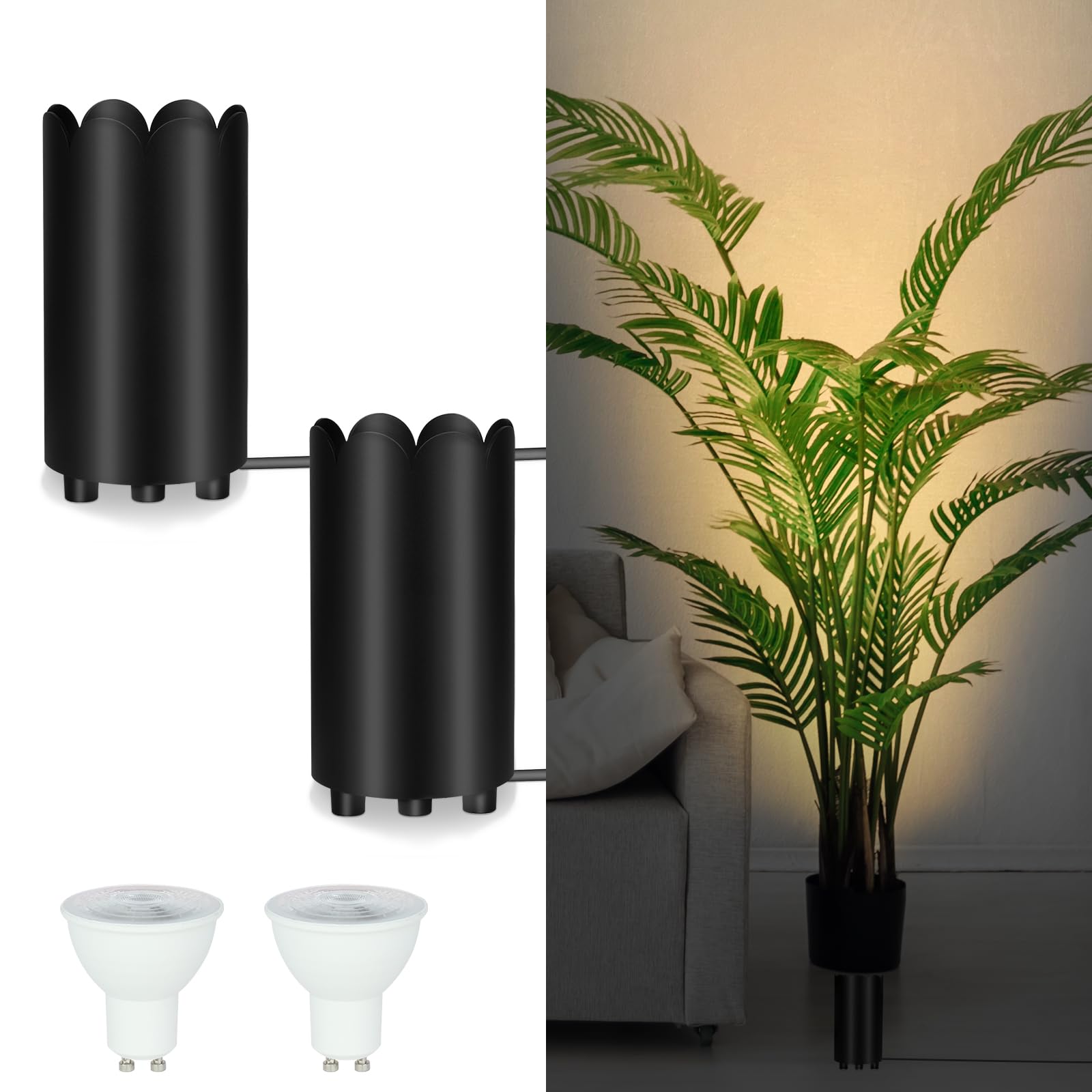 GEFOUN 2 Pack Up Lights Indoor Floor Can Light, Art Uplighting 5W Plug ...