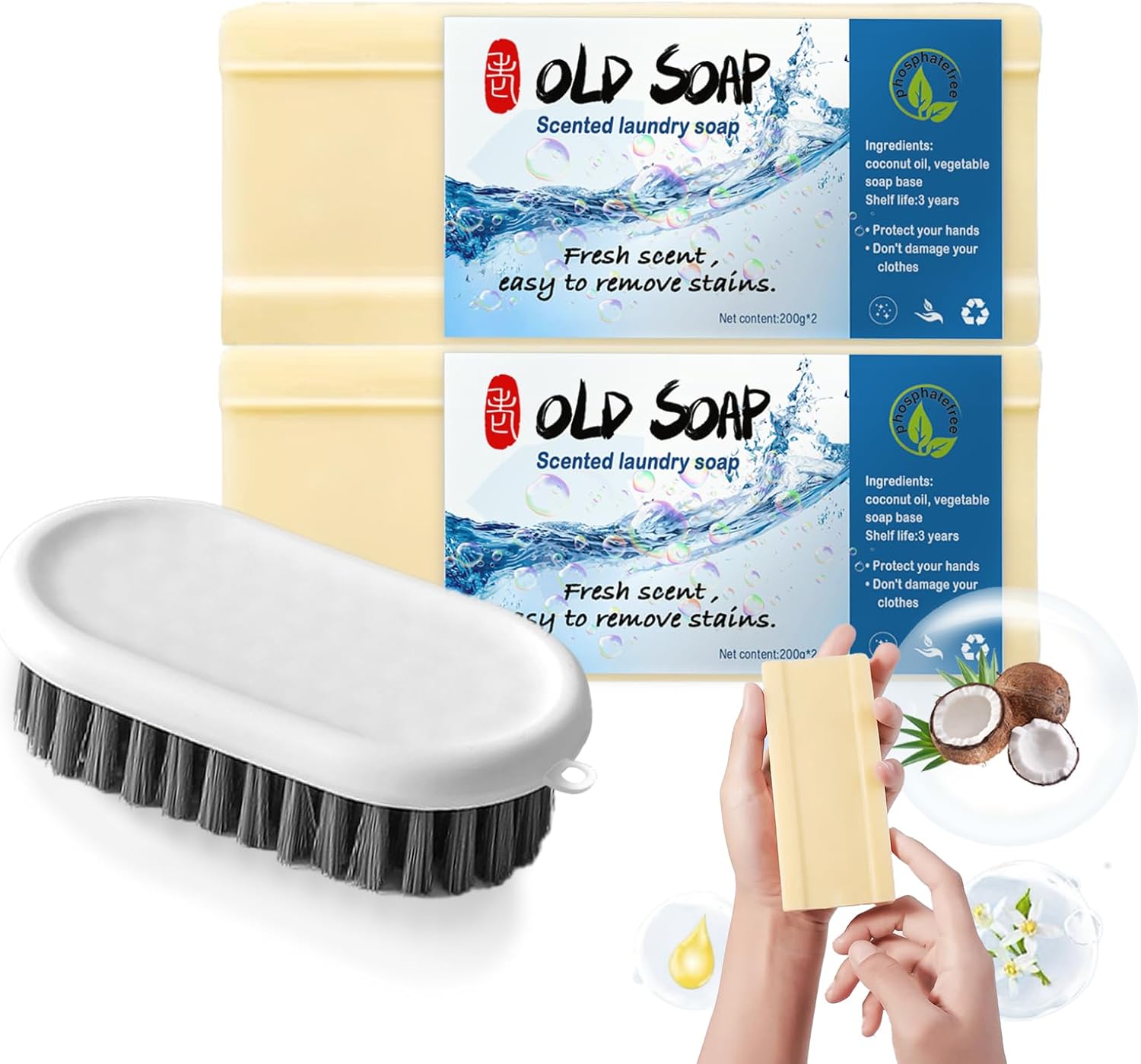 Amazon.com: 2PCS Canal Old Soap with Brush,Chinese Soap Bar Stain ...
