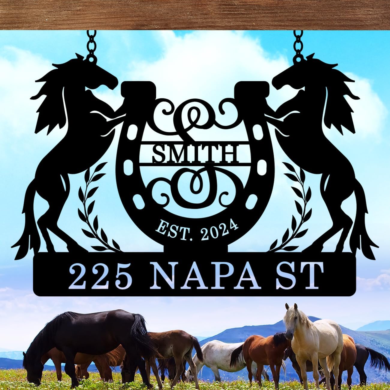 Amazon.com: Custom Large Outdoor Horse Sign, Personalized Horse Address ...