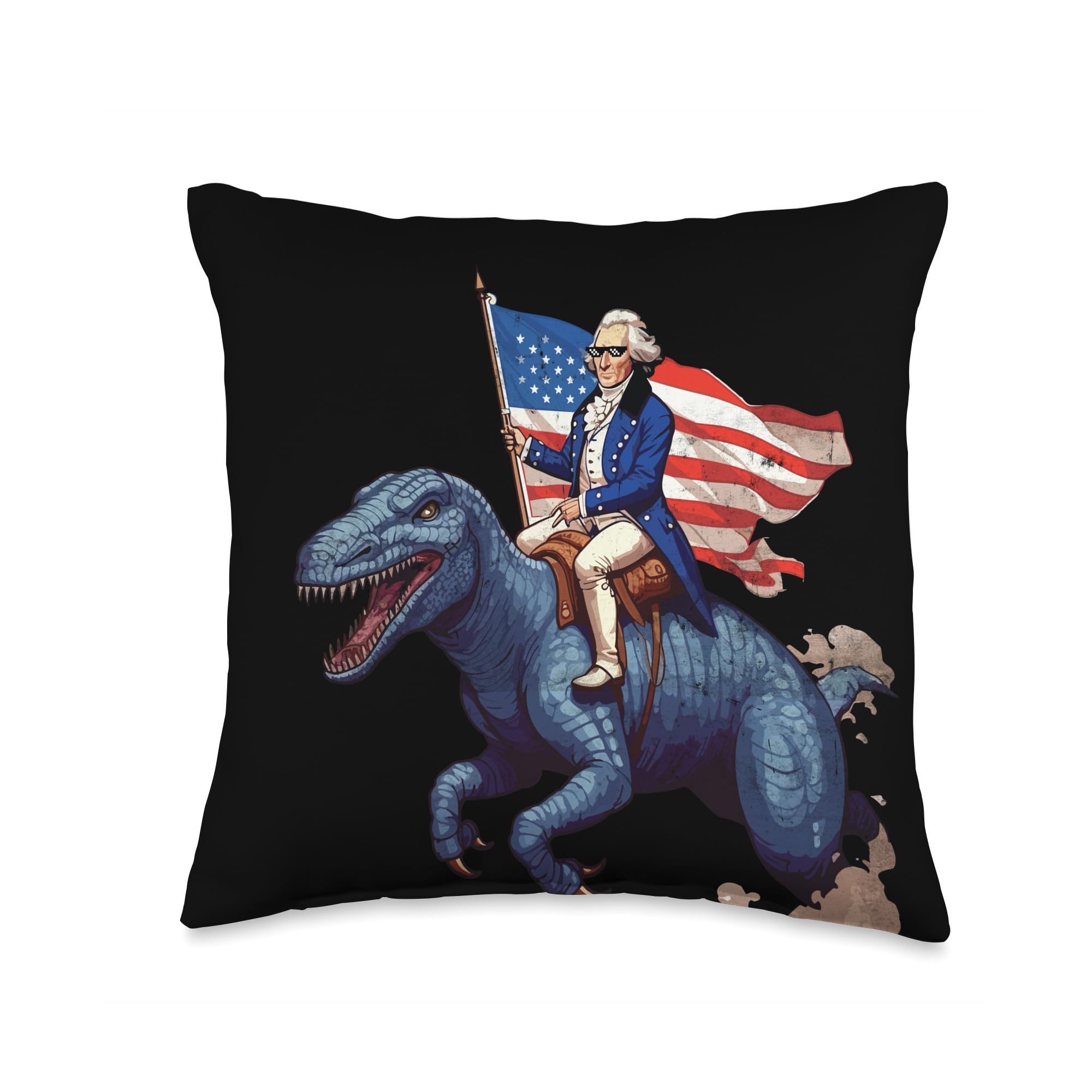 George Washington Riding A Velociraptor