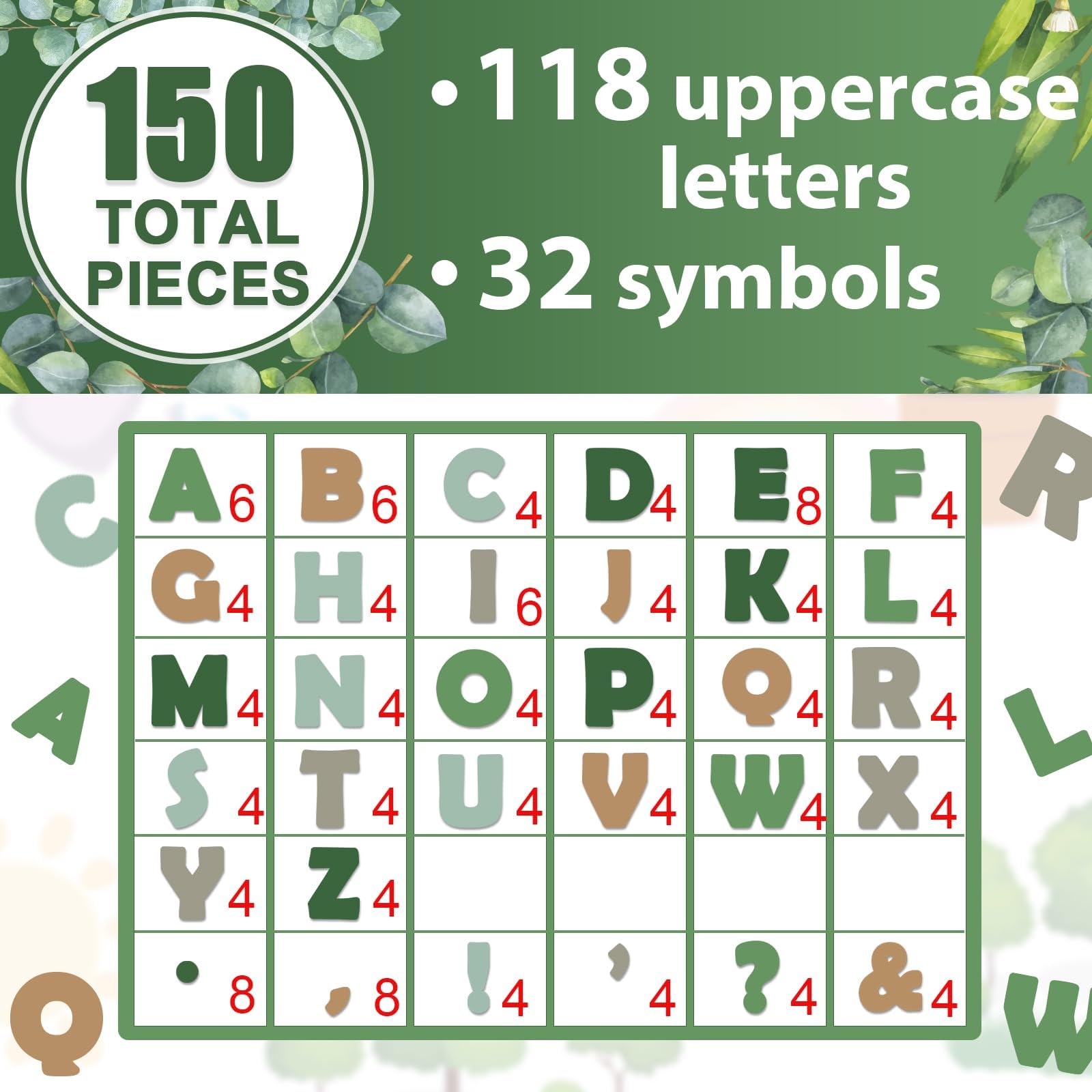 Snapklik.com : 150 PCS Large 7" Bulletin Board Letters Set, Sage Green ...