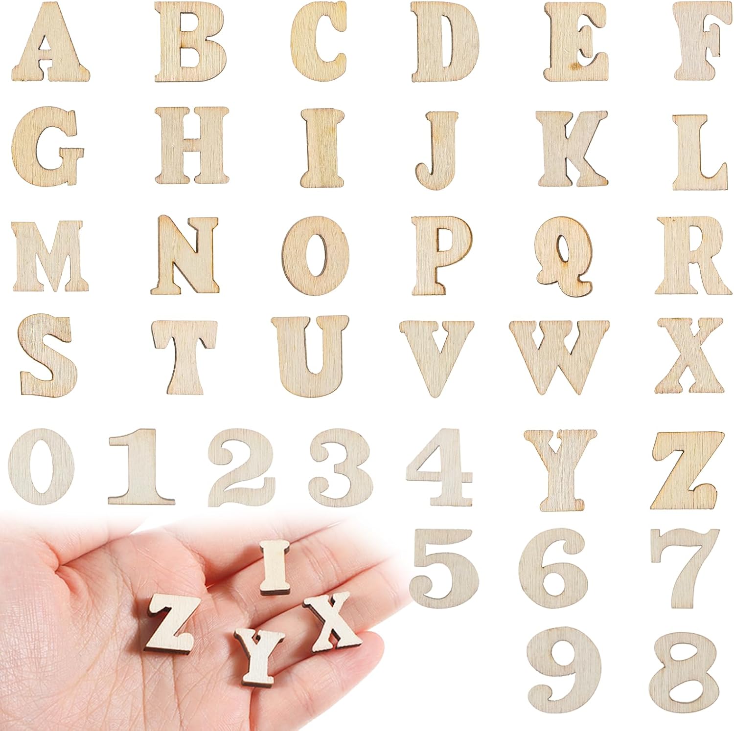 Amazon.com: 204 Pcs 1/2 Inch Wooden Letters Numbers, Mini Unfinished ...