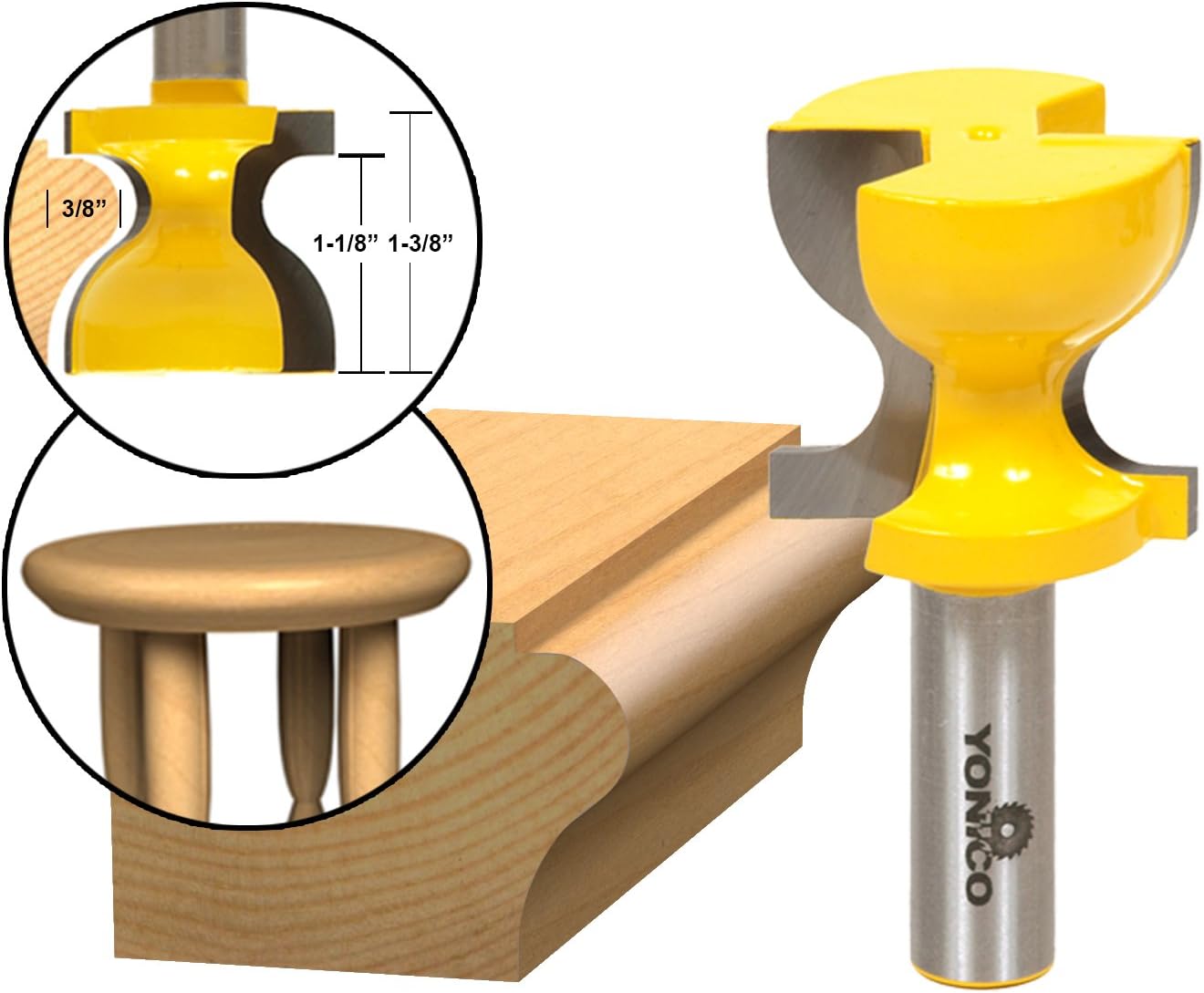 Yonico 18140 Window Sill Router Bit, Cutting Depth 3/8", Cutting Height ...
