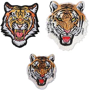Amazon.com: Ximimark 3pcs Tiger Embroidery Patches - Iron-On/Sew-On ...