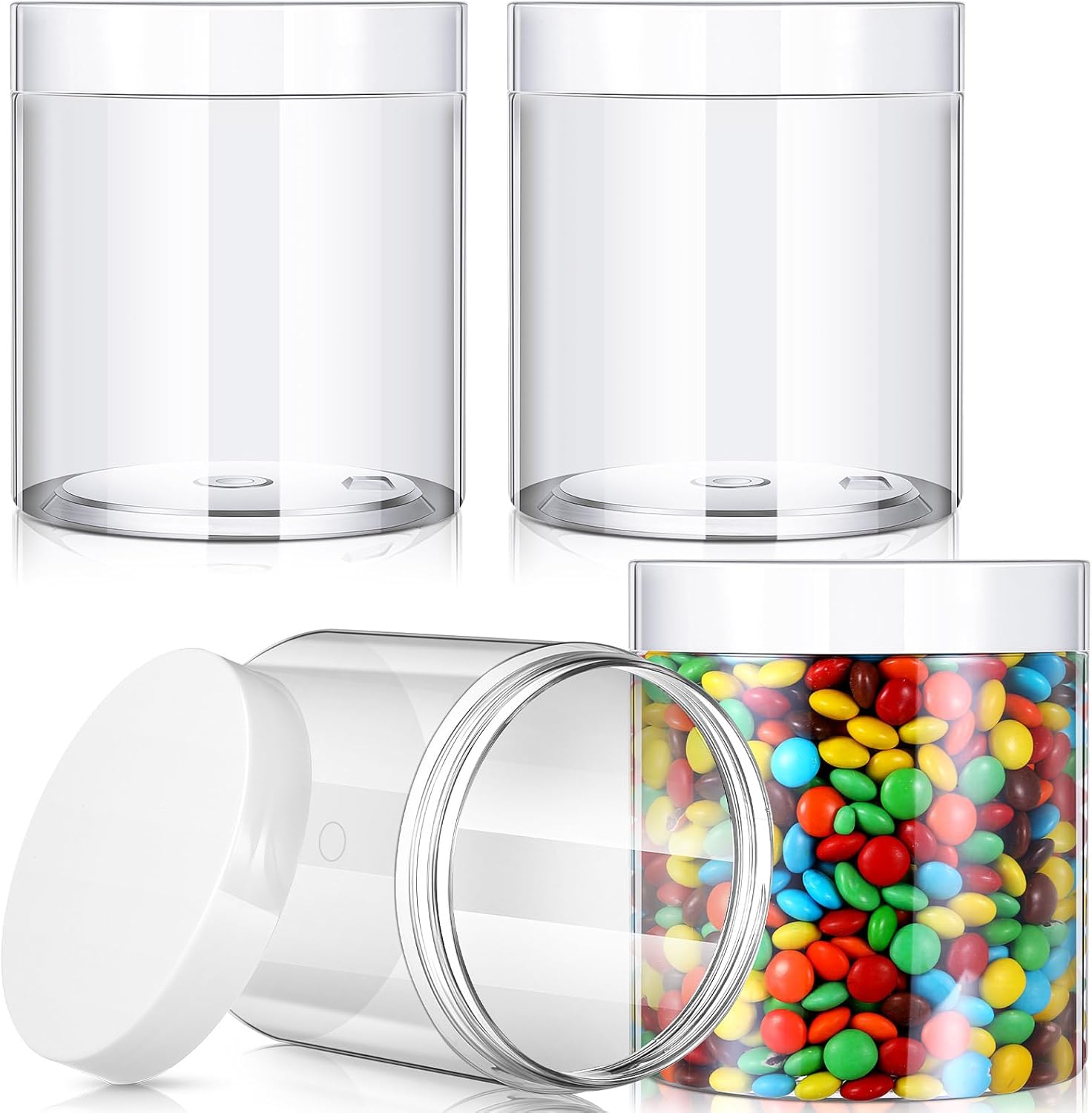 Amazon.com: 4 Pieces Round Clear Wide-mouth Leak Proof Plastic ...
