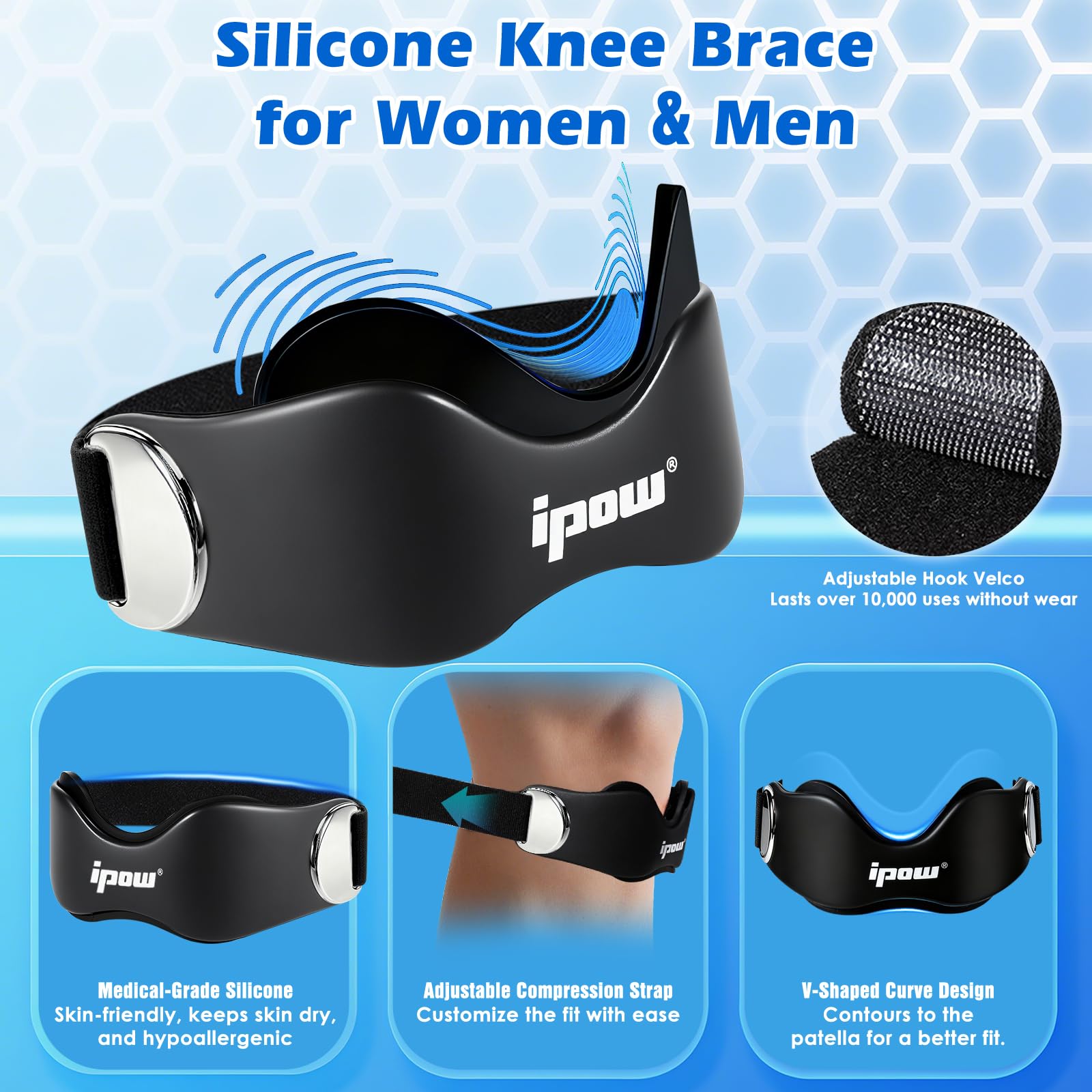 Snapklik.com : IPOW Double Layers Silicone Patellar Tendon Support ...