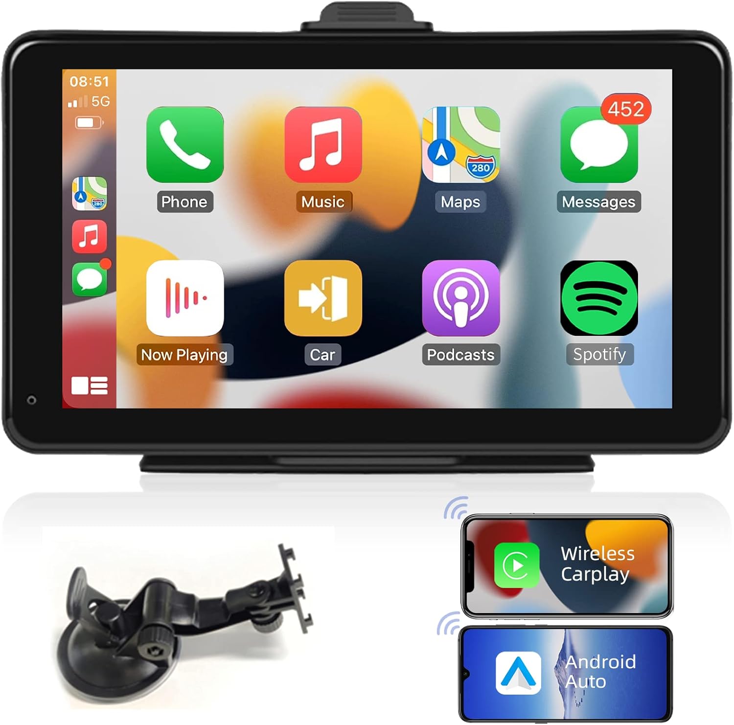 Amazon.com: Portable Car Stereo Wireless Apple Carplay Android Auto, 7 ...