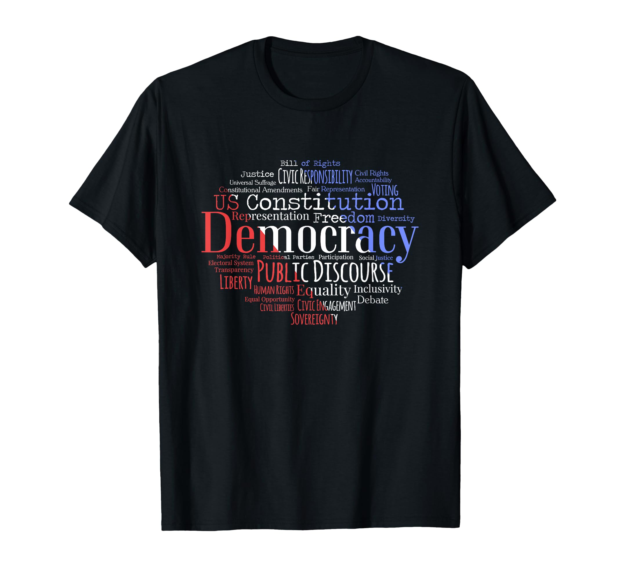 Amazon.com: Democracy Word Cloud Art Election Red White and Blue T ...