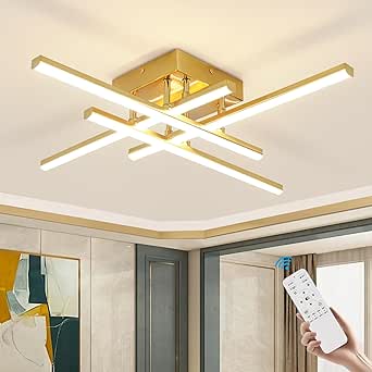 CANEOE Modern Ceiling Light Fixture, Gold Dimmable Close to Ceiling ...