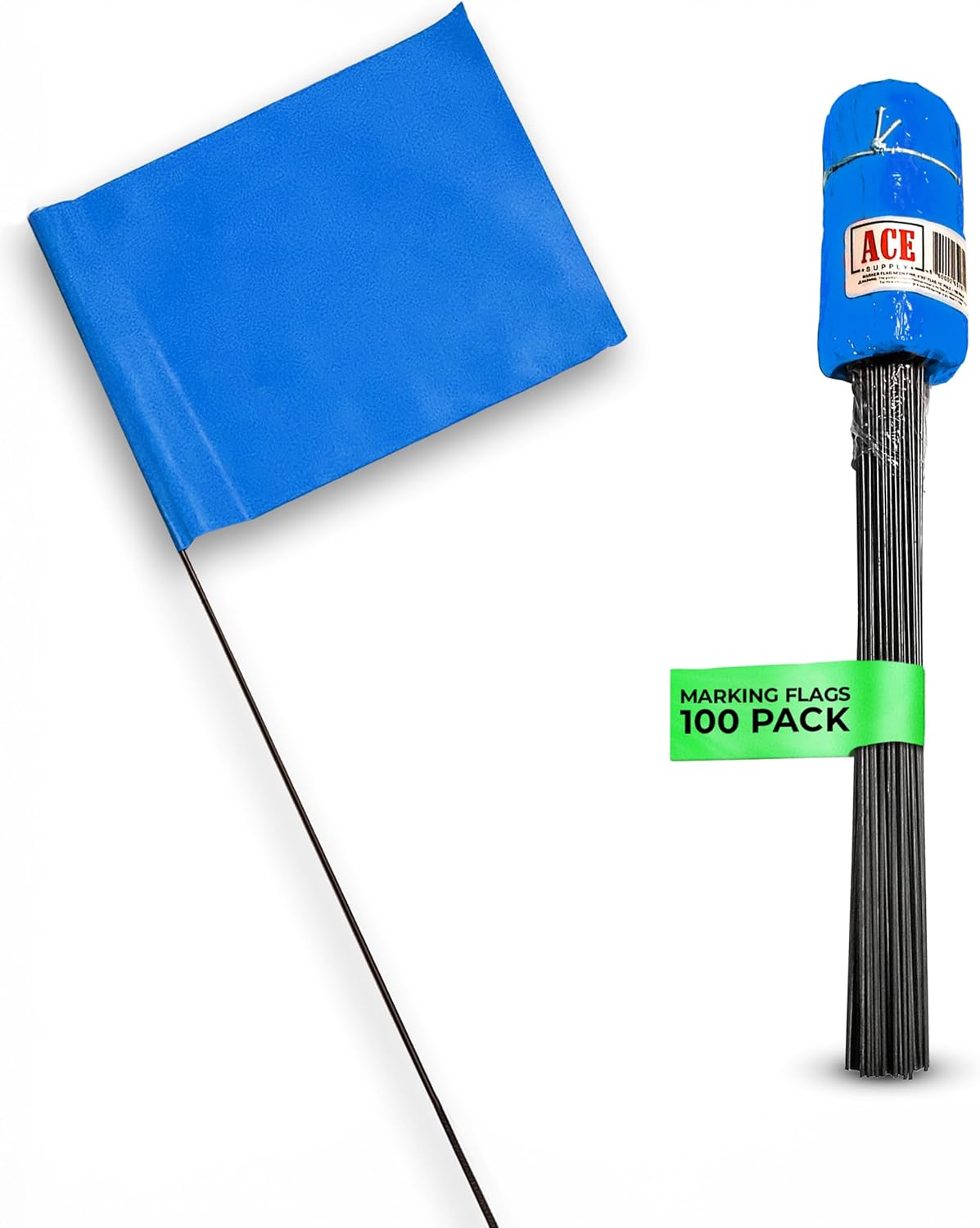 Amazon.com: Blue Marking Flags 100 Pack - 4x5x15 Inch Blue Yard Flags ...