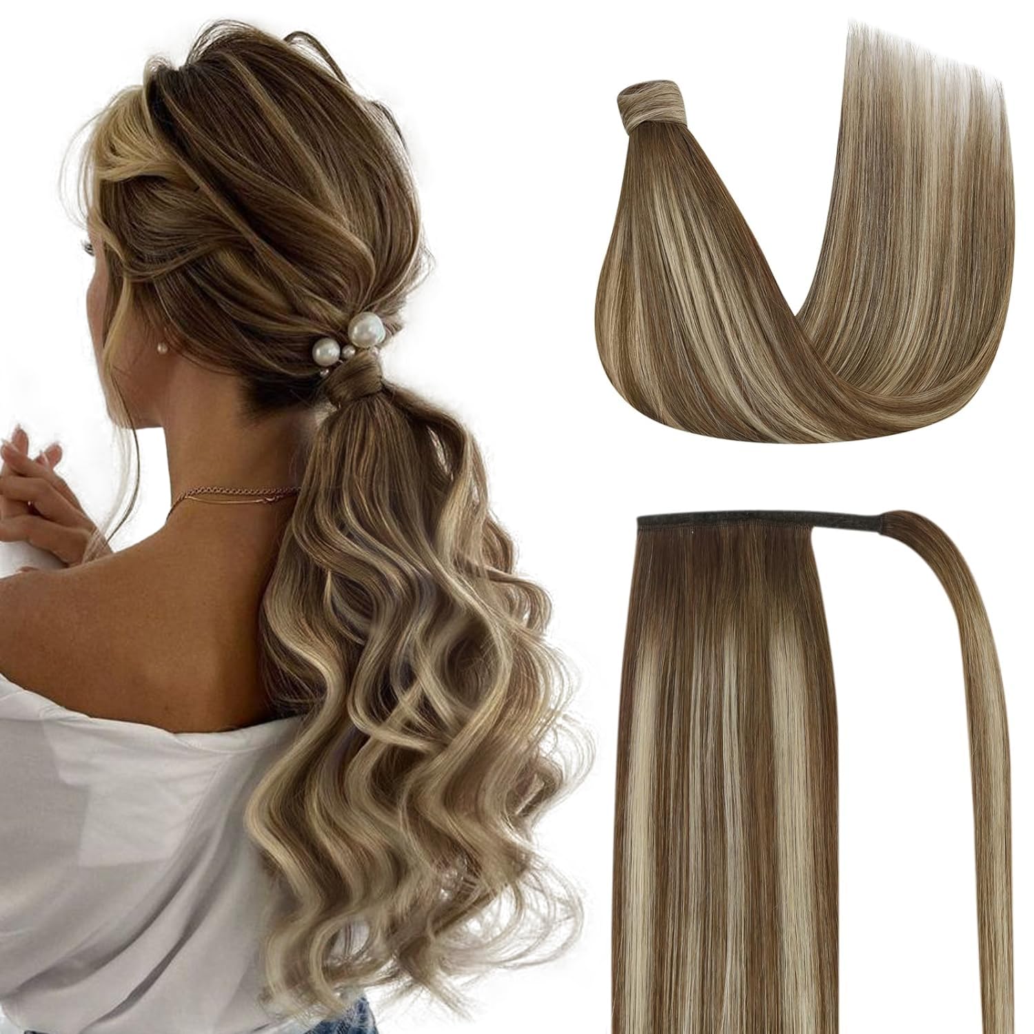 Amazon.com : Ve Sunny Real Hair Ponytail Extension Straight Ponytail ...