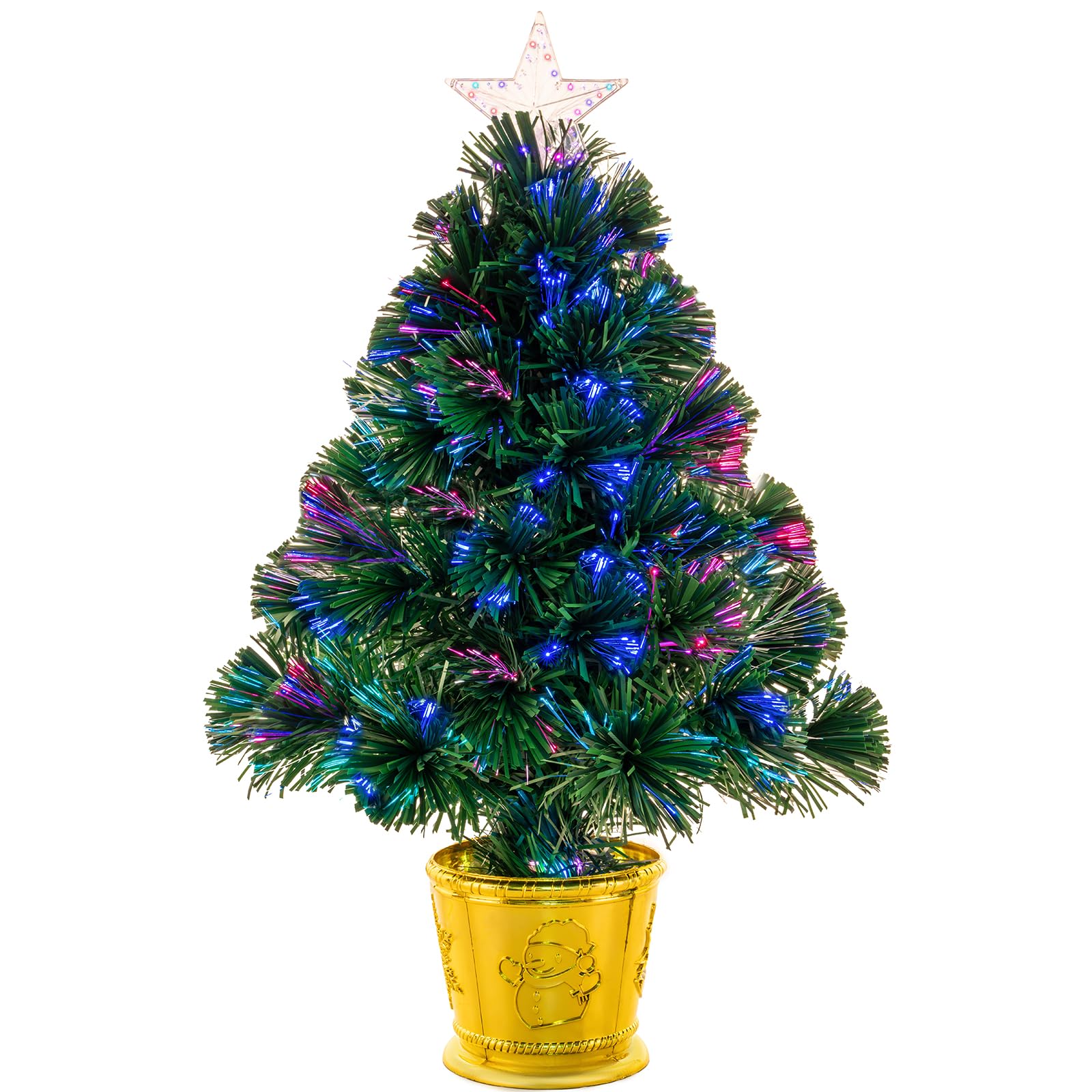 Amazon.com: 24inch Green Fiber Optic Christmas Tree, Pre-Lit Artificial ...