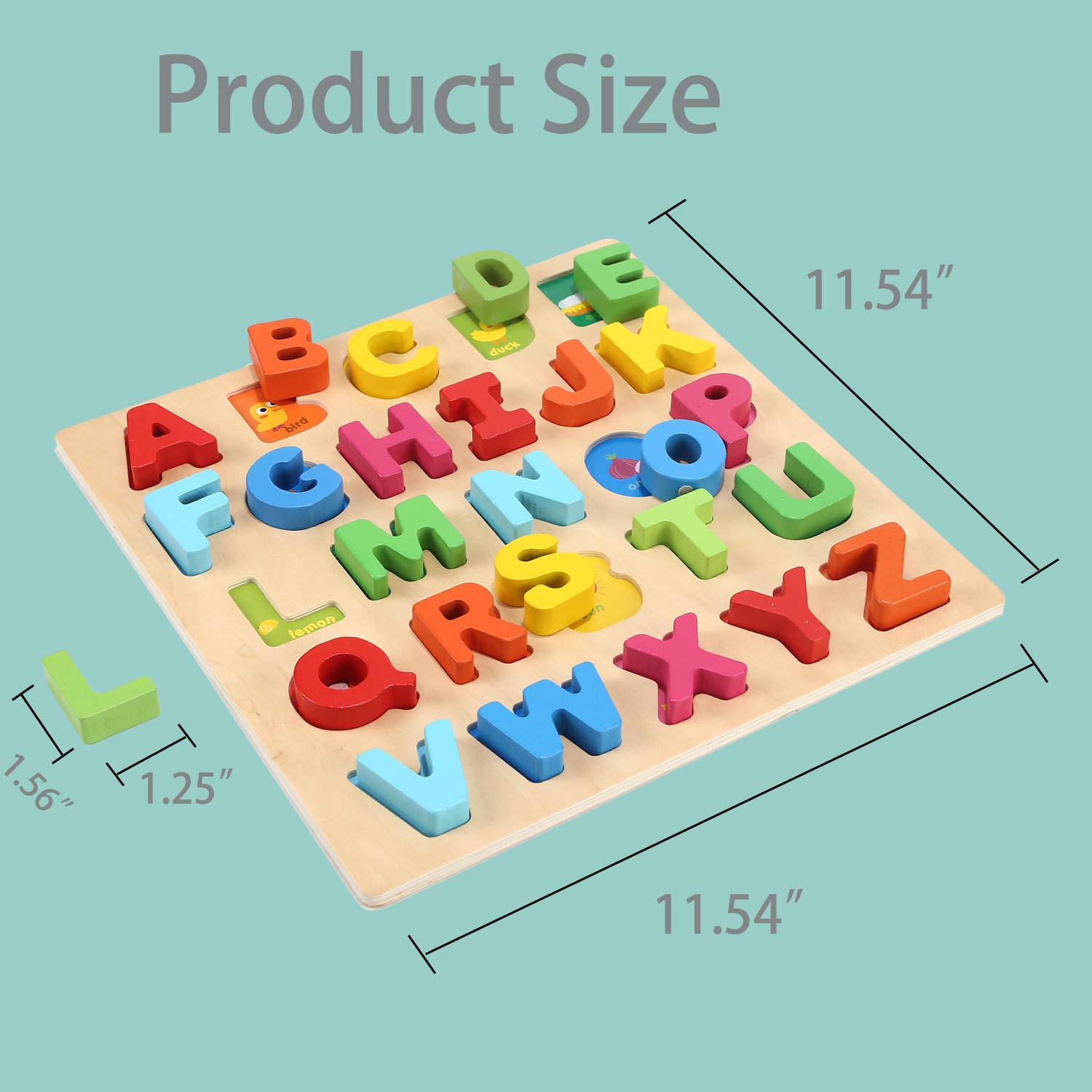 Wondertoys Wooden Alphabet Puzzles for Toddlers Wooden ABC Puzzle Board ...