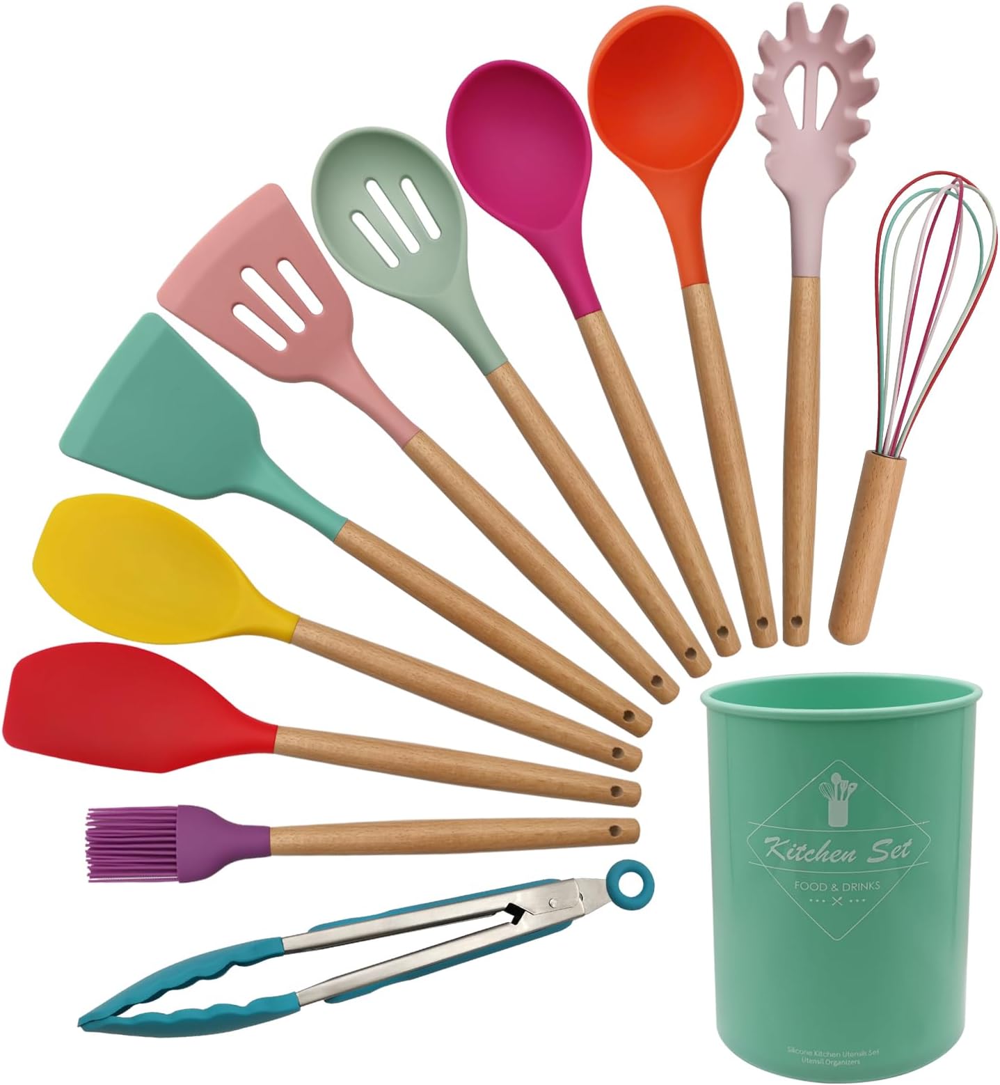 Amazon.com: Silicone Kitchen Utensils Set - 10 Pieces Multicolor ...