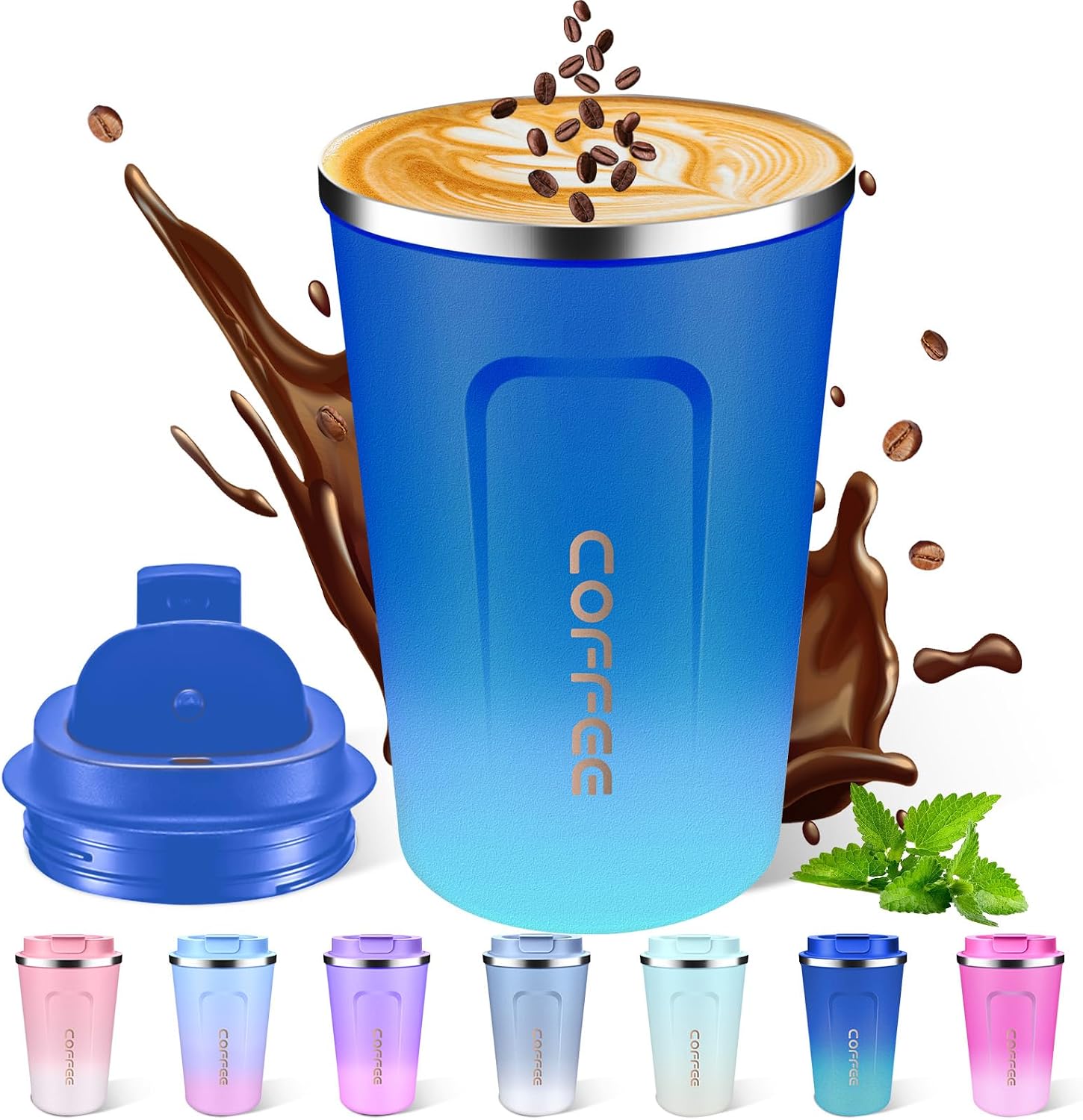 Amazon.com: JTRYEMU Travel Mug 12 oz Insulated Coffee Cup with Lid ...
