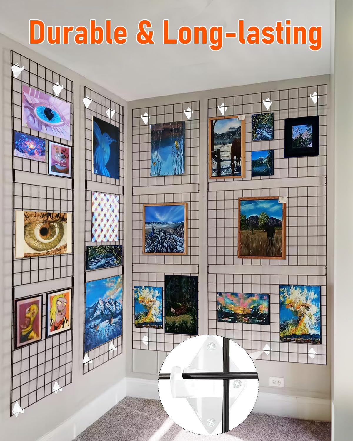 Snapklik.com : ZORUNNA Gridwall Mount Brackets, 12 Pcs Grid Wall Accessory
