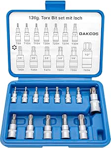DAKCOS 13Pcs Tamper Proof Torx Bit Socket Set, T8H-T60H, Torx Bit Set 1 ...