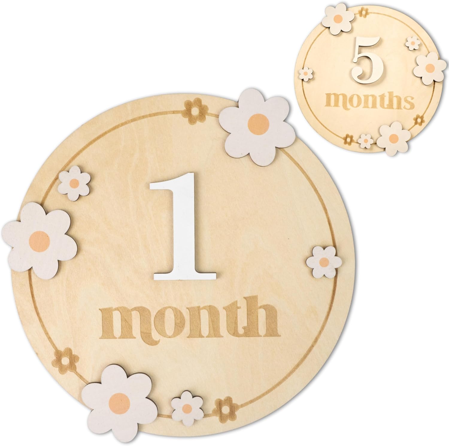 Amazon.com : Baby Monthly Milestone Cards - Wooden Monthly Milestone ...