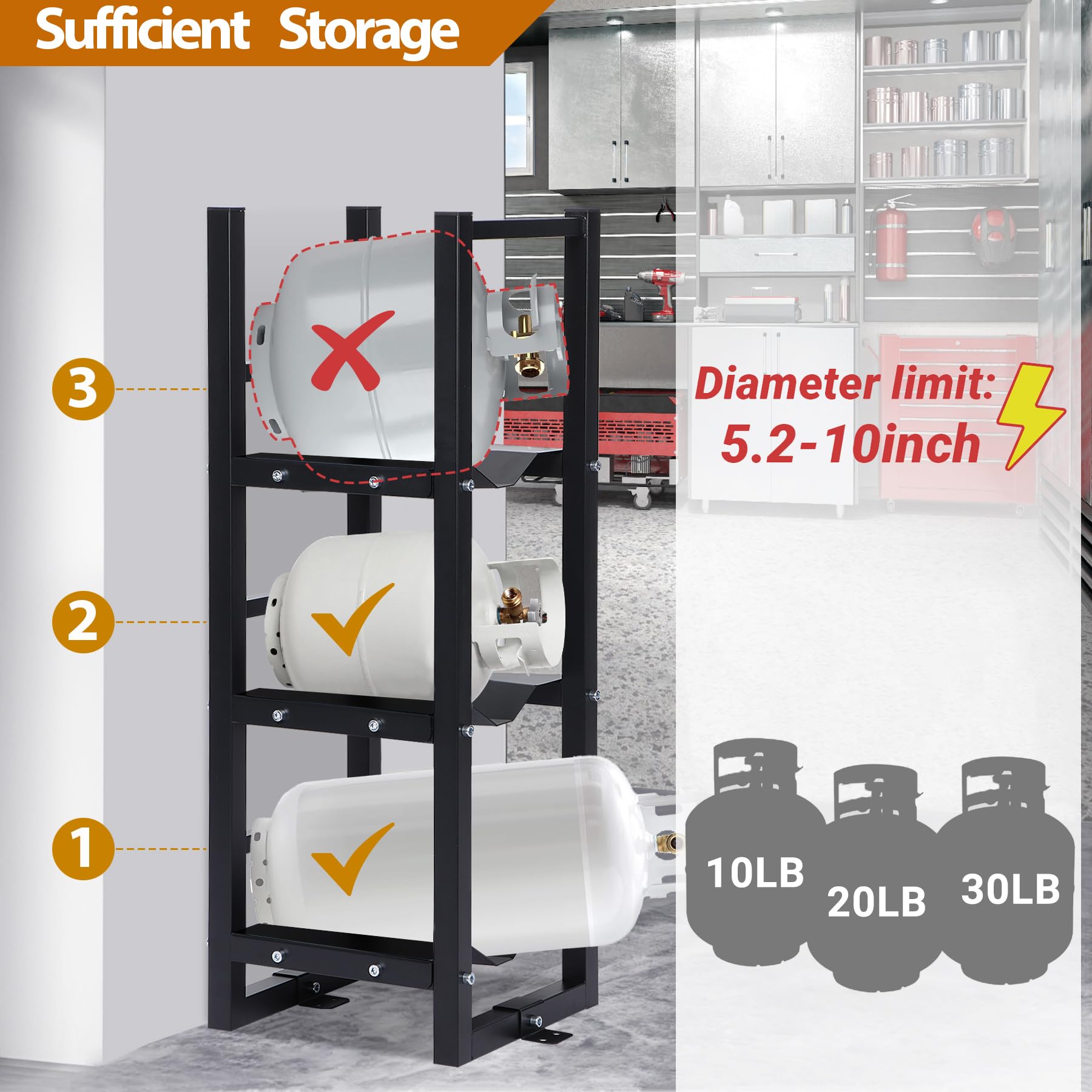 Snapklik.com : Refrigerant Tank Rack 3x30lb, Stable Refrigerant ...
