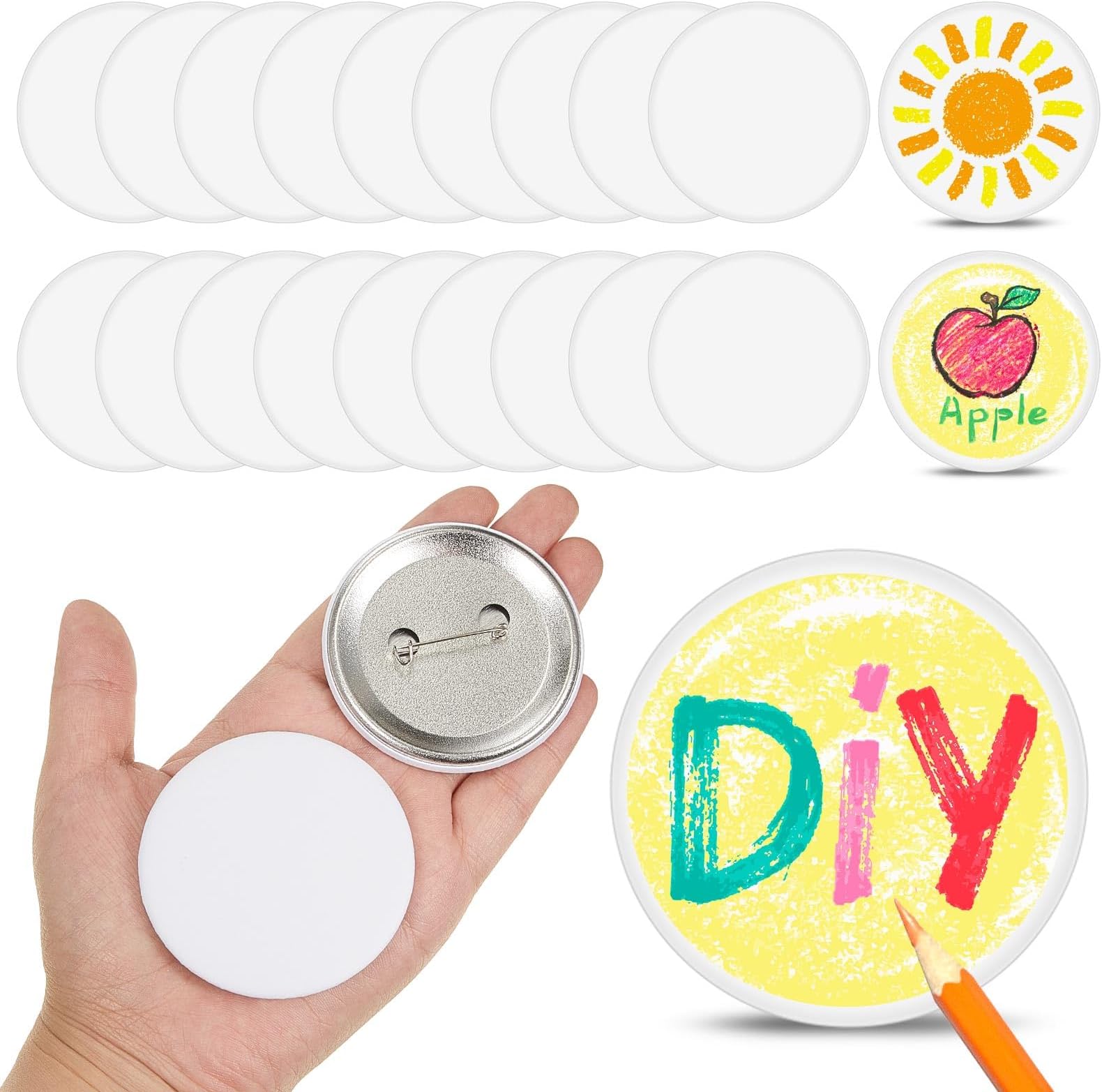 Amazon.com: 15 Pcs Acrylic Photo Buttons - 2 Inch Clear Blank Pin Kit ...