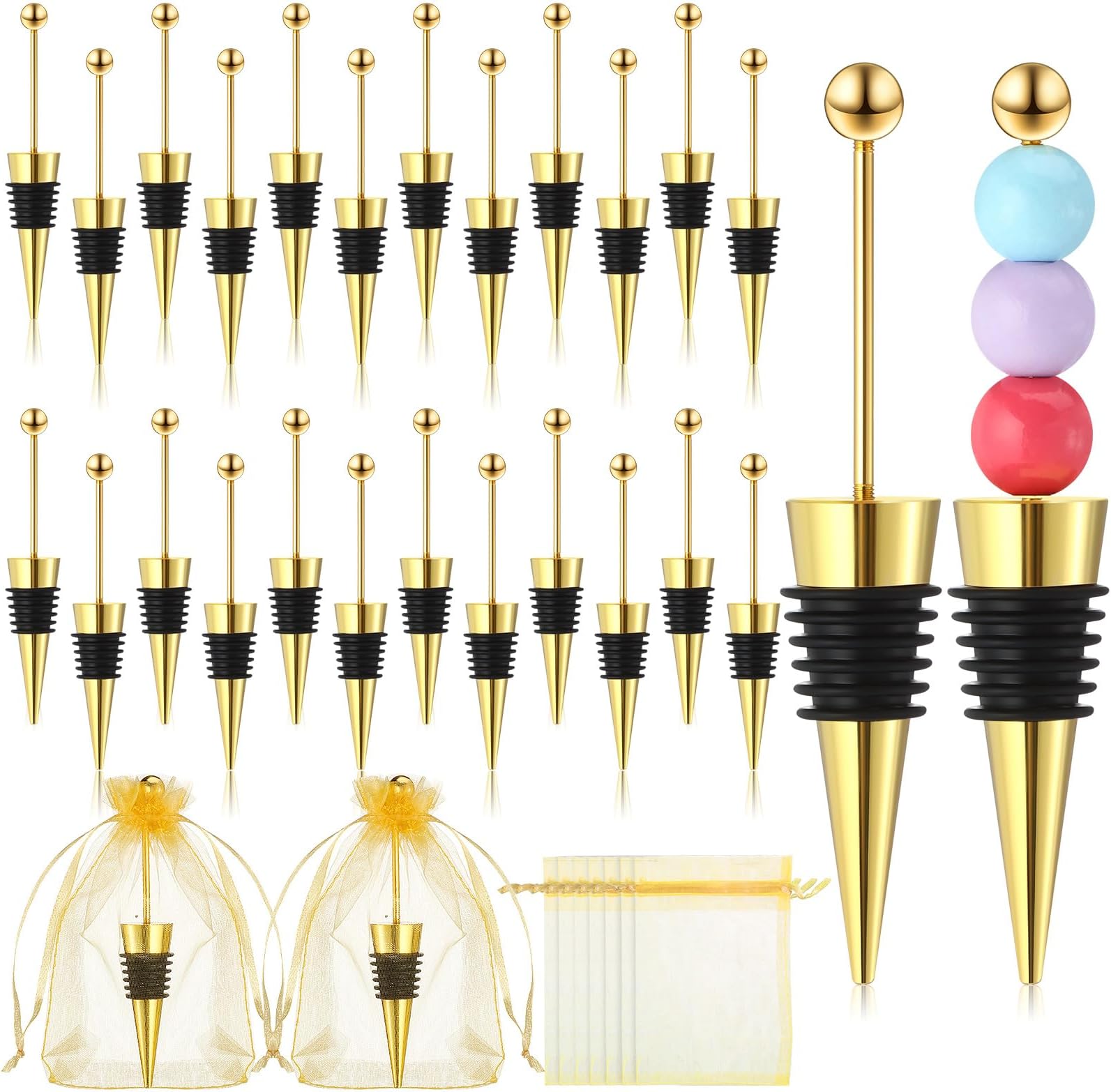 Amazon.com: Tandefio 12 Pcs Beadable Wine Stoppers for Wine Bottles ...
