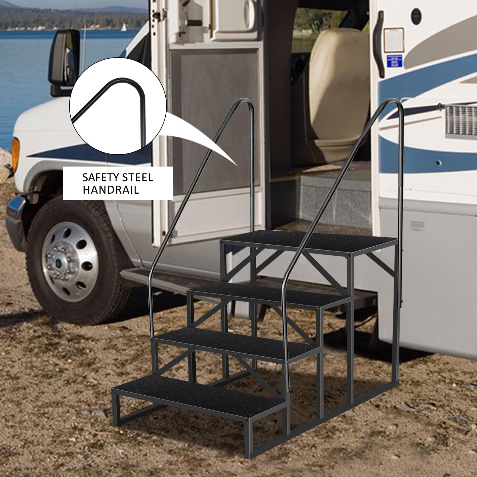 Portable Rv Step System Amazon.com: VIVOHOME RV Steps With Handrail, 3
