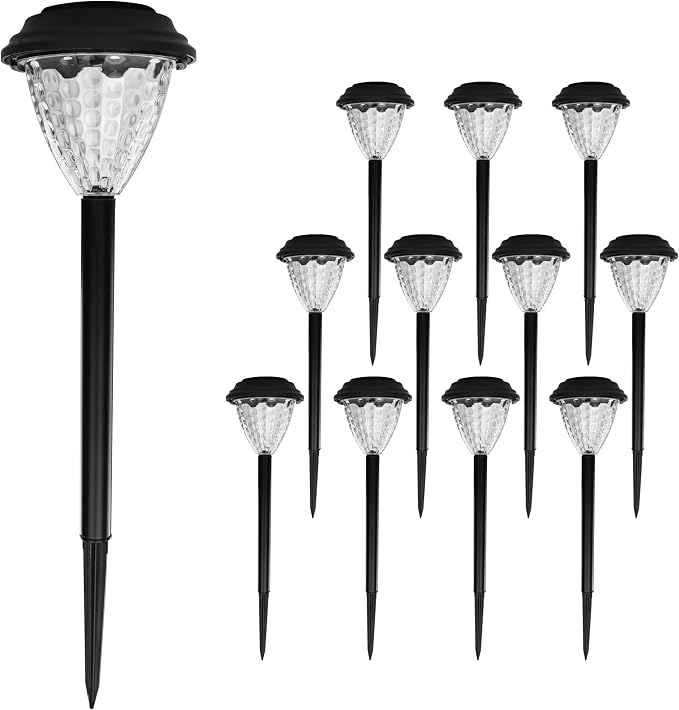 Elevon 12 Pack Solar Light Outdoor Waterproof, Warm White Pathway ...