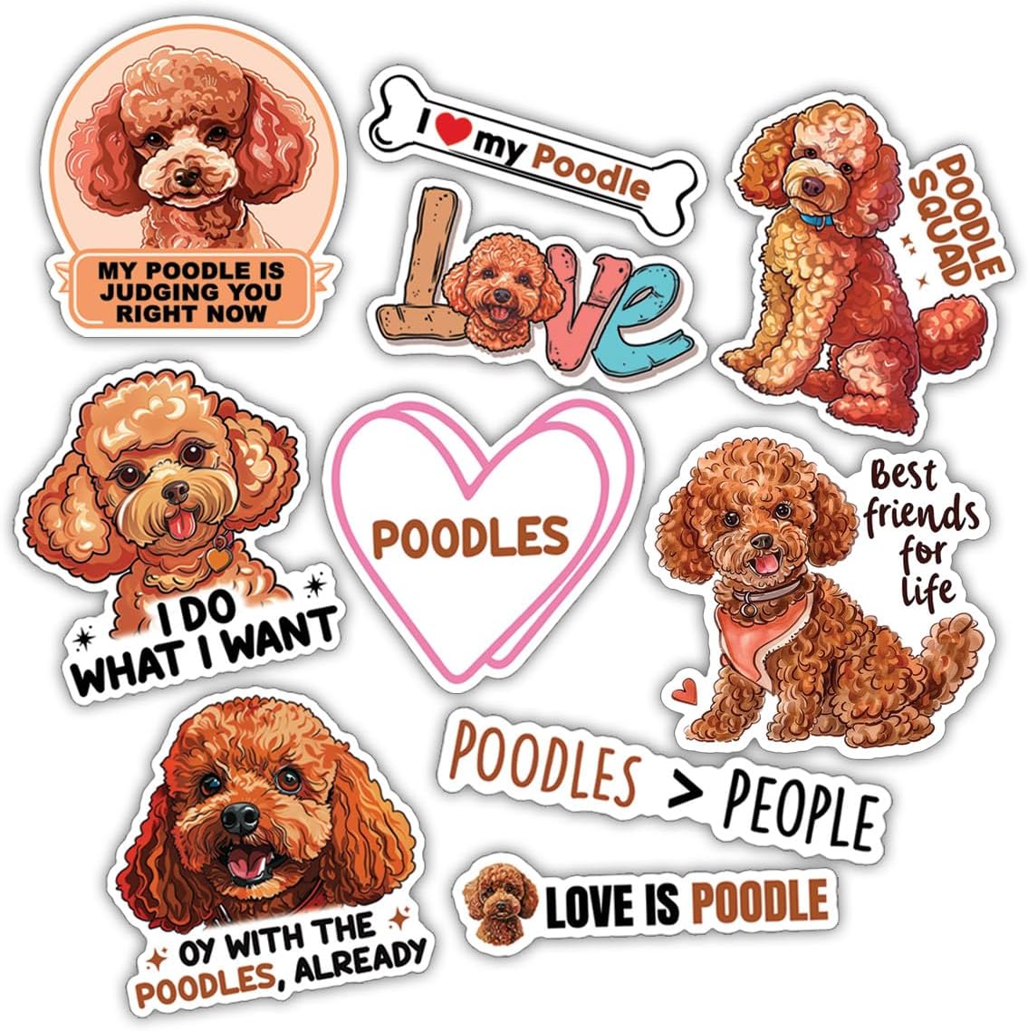 (10pcs) Red Toy Poodle Stickers Red Toy Poodle Dog Decals Poodle Gift ...
