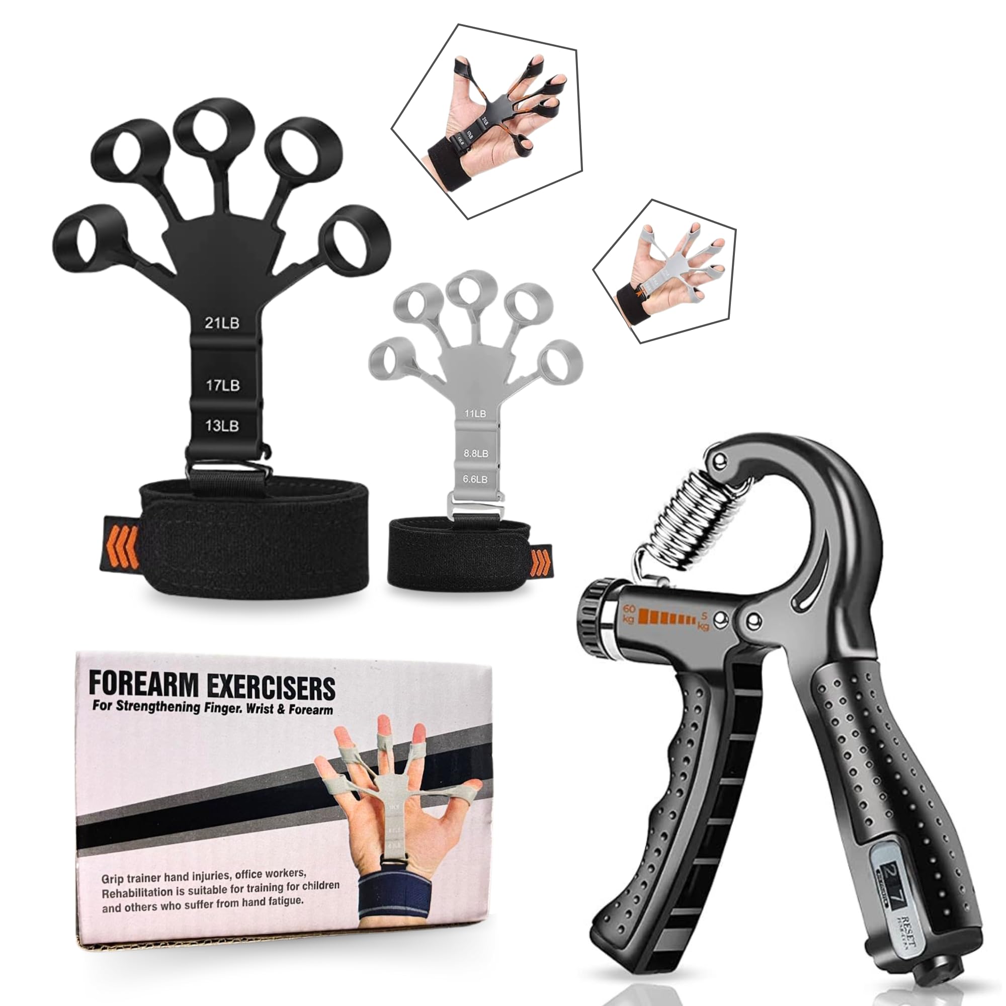 Buy FitHead Combo of Adjustable Hand Grip Strengthener & Finger Gripper ...