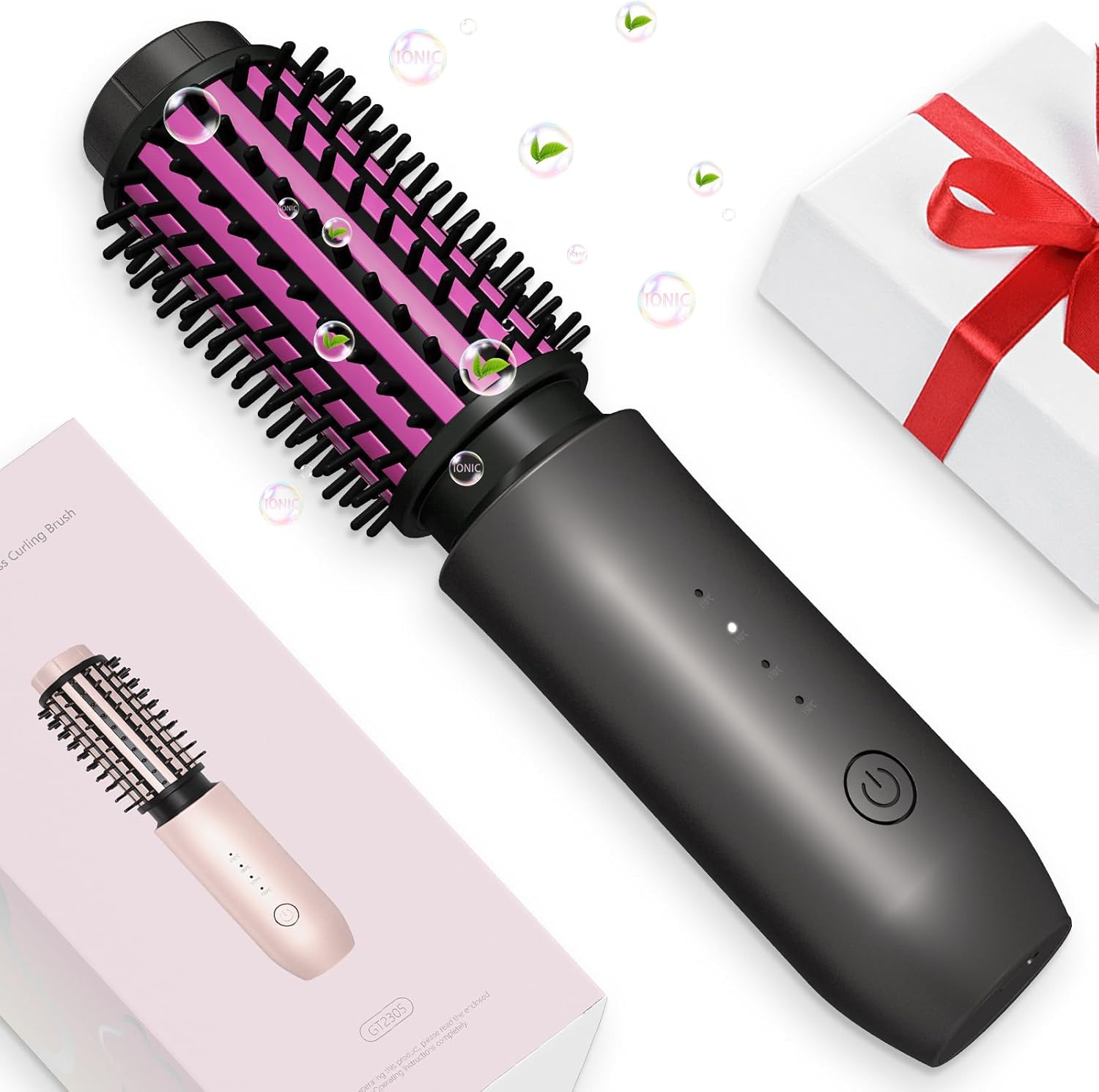 DonGoGo New Cordless Hair Curler & Heated Brush, Travel Hot Brush ...