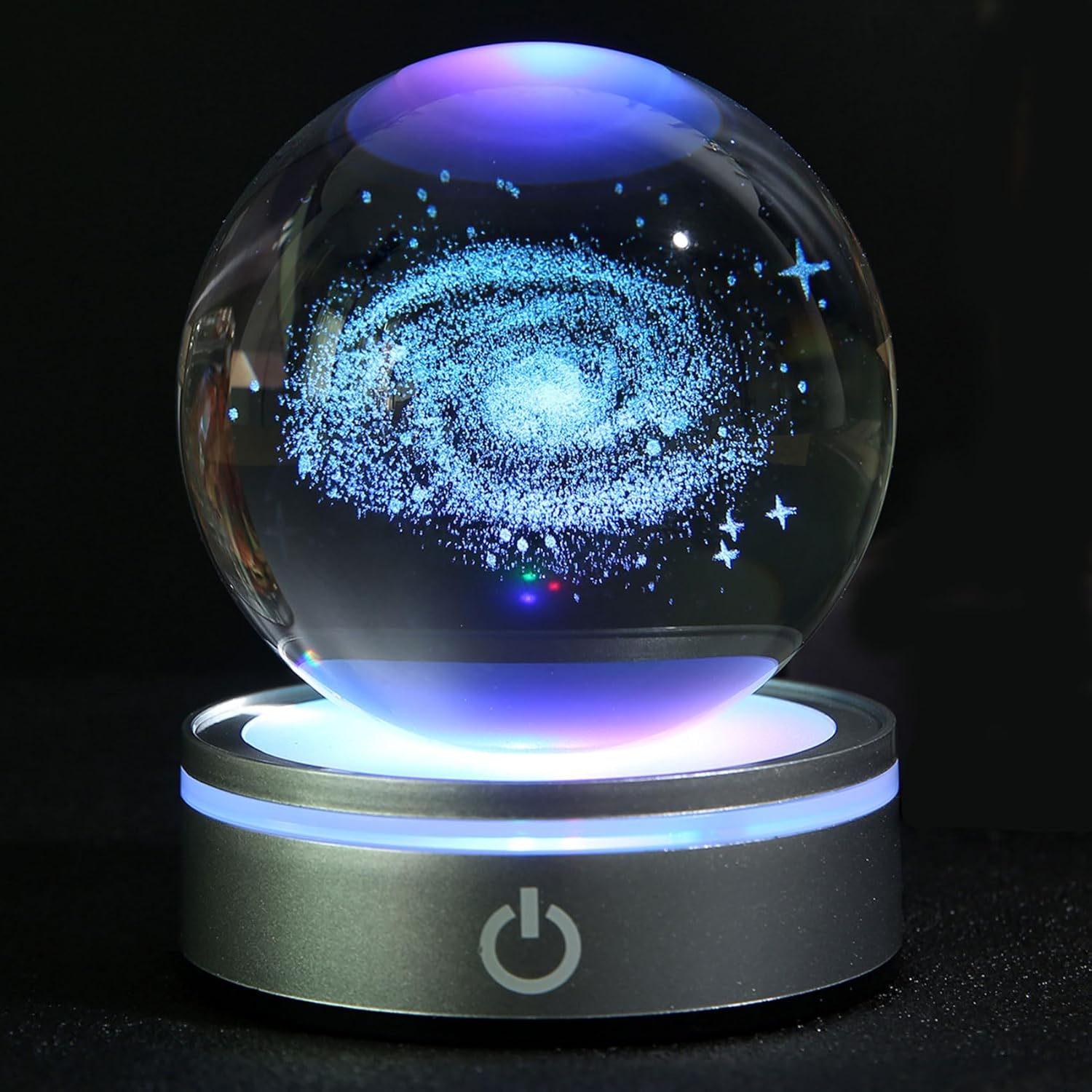 Amazon.com: 3D Crystal Ball Galaxy with LED Lamp Base, Space Decor ...