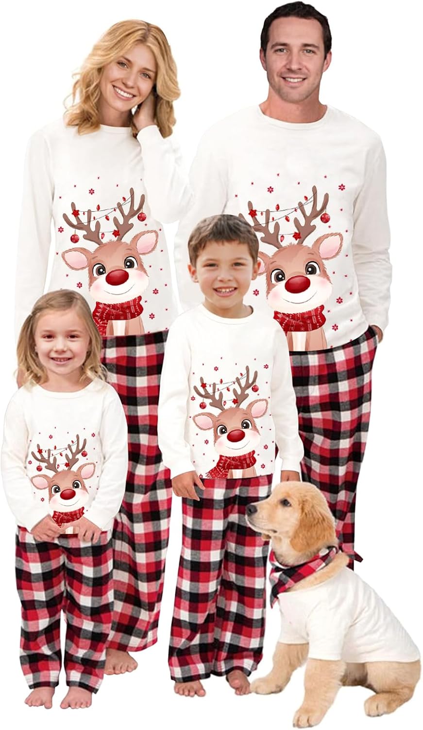 DOUUCO Family Matching Christmas Pyjamas Set Reindeer Pajamas PJs Set ...