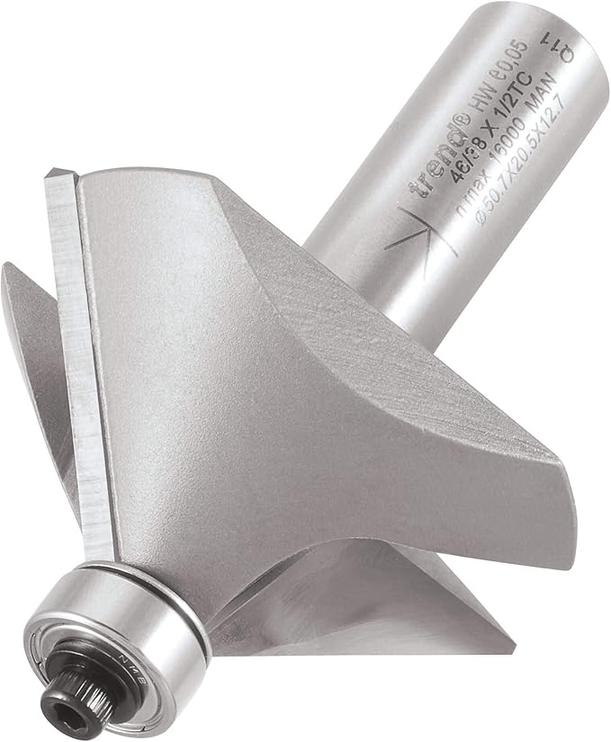 Trend 46/38x1/2tc Professional 1/2" Shank Guided 45° Chamfer Router ...