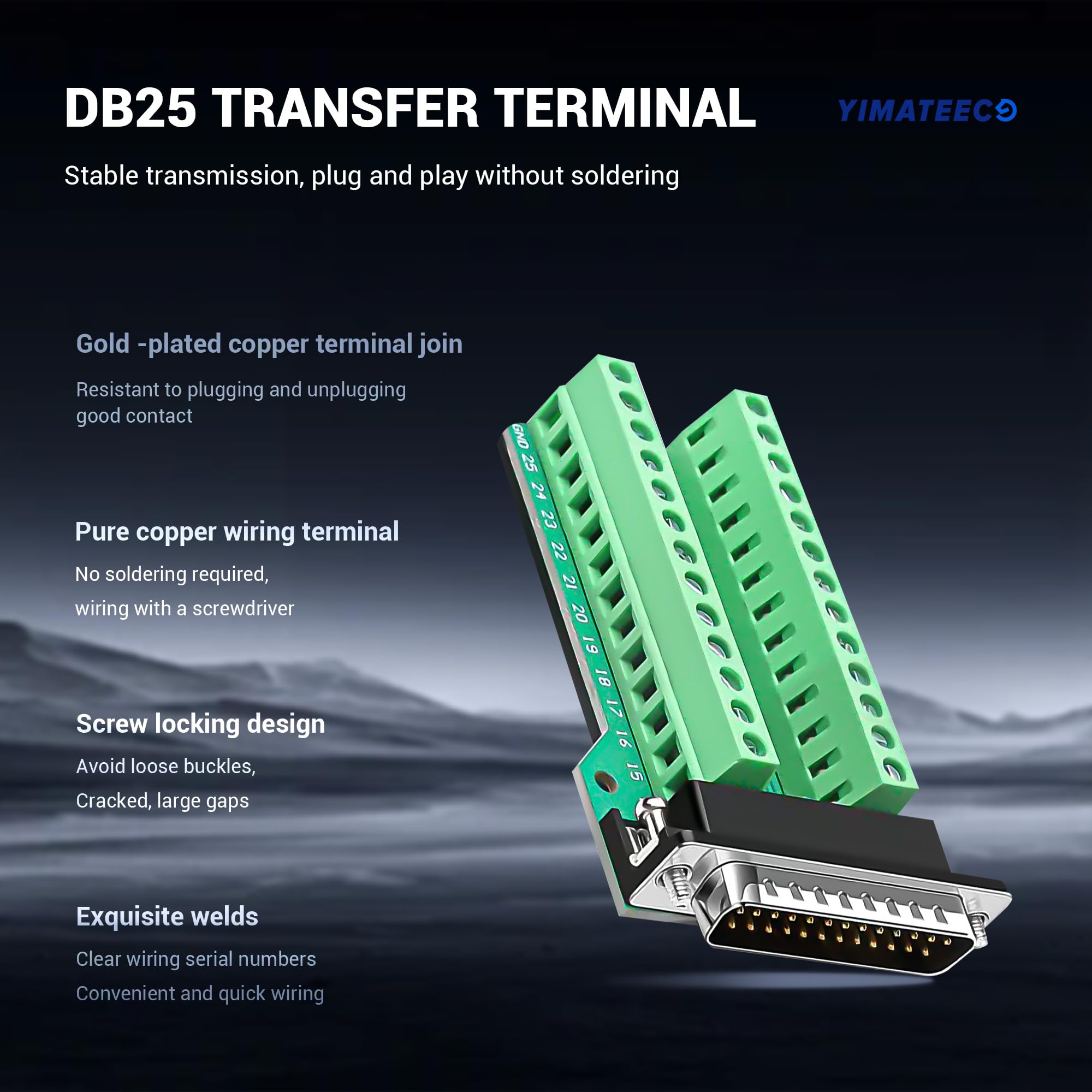 YIMATEECO DB25 Breakout Board, DB25 Male Adapter D-USB RS-232 Serial to ...