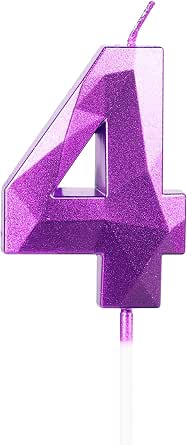 Amazon.com: Yiran Number 4 Candles,4th Birthday Candles,Purple Happy ...