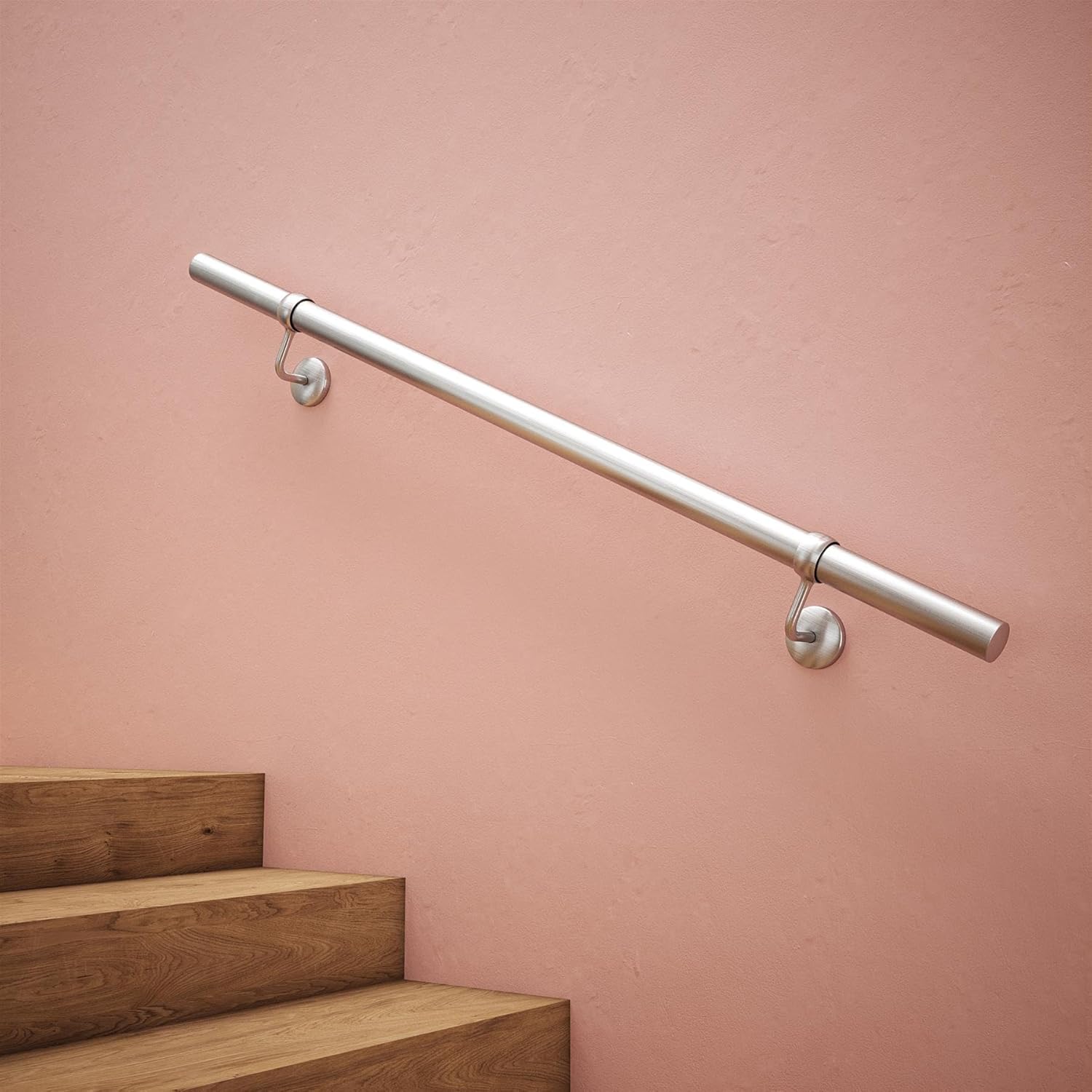 Rothley Brushed Stair Hand Rail Kit 1.2M - Internal Staircase Steel ...