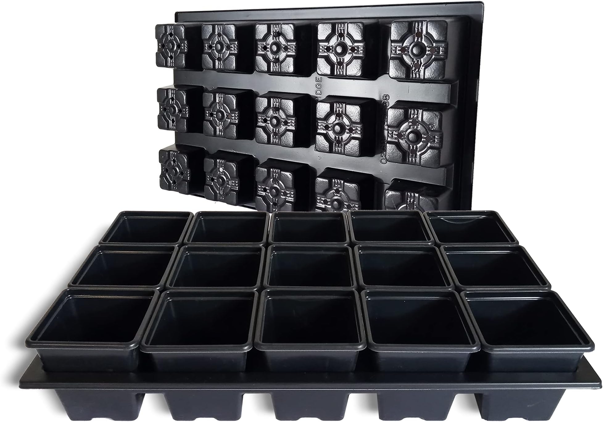 Elixir Gardens Square Plant Pot Black Plastic Plant Pots with Carry ...